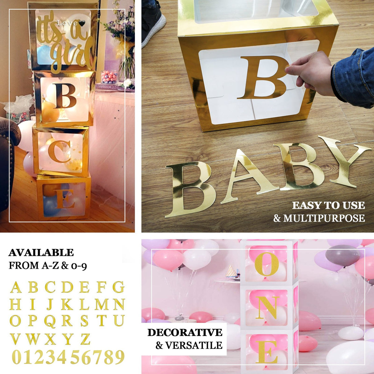 Metallic Gold Alphabet Stickers Banner, Stick on Gold Letters – eHomemart