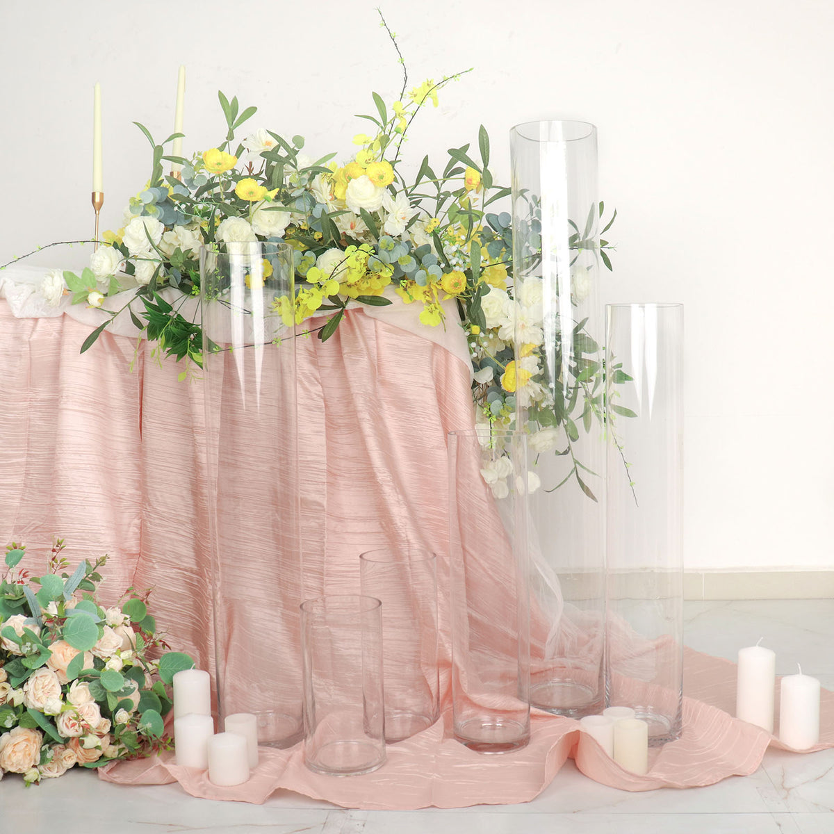 Heavy Duty Clear Cylinder Glass Vases Tall Flower Vase Ehomemart