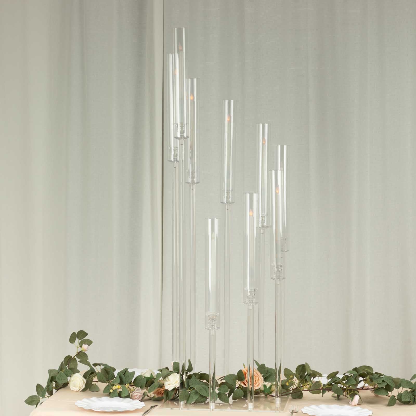 9 Arm Clear Acrylic Cluster Taper Candle Holder Candelabra – eHomemart