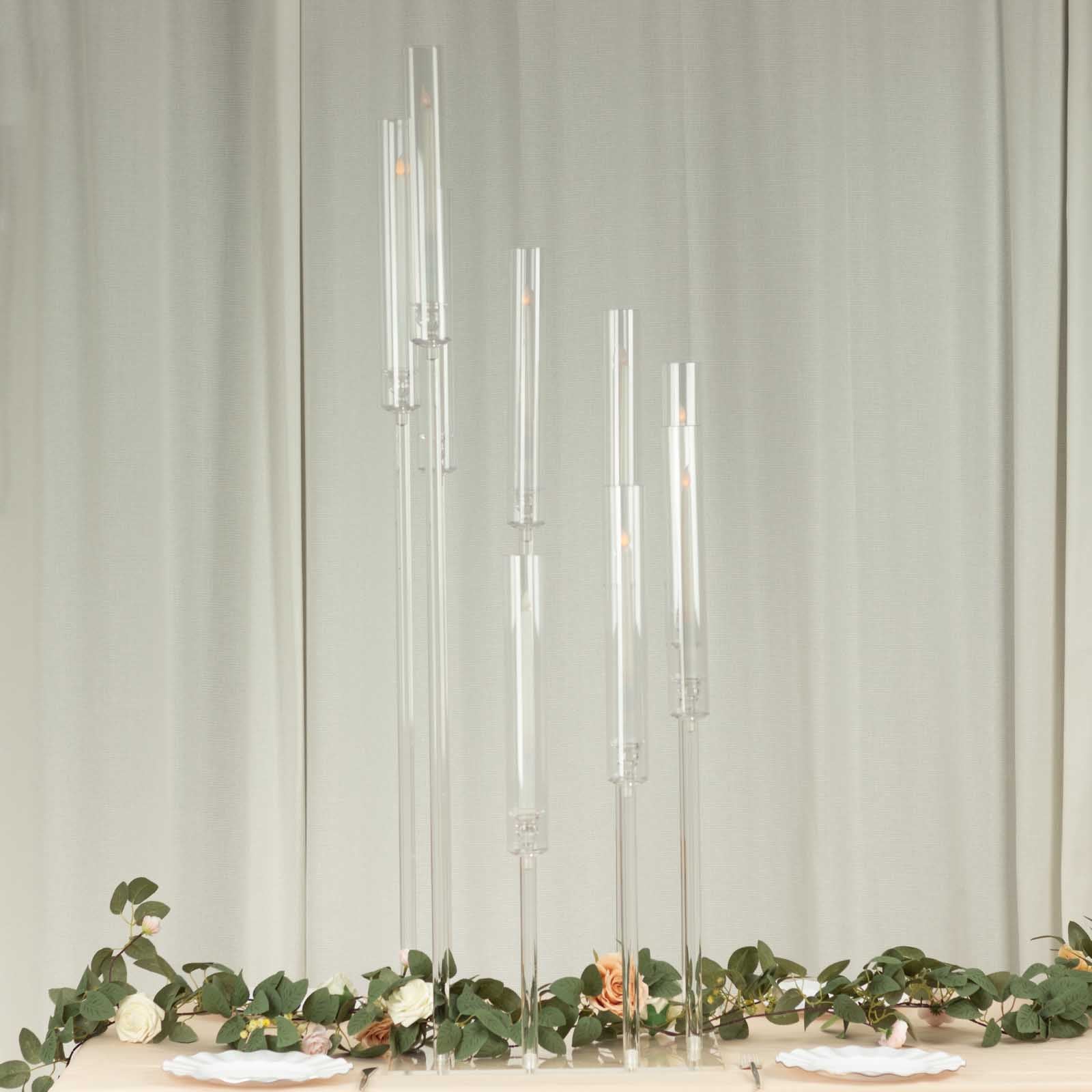 9 Arm Clear Acrylic Cluster Taper Candle Holder Candelabra – eHomemart
