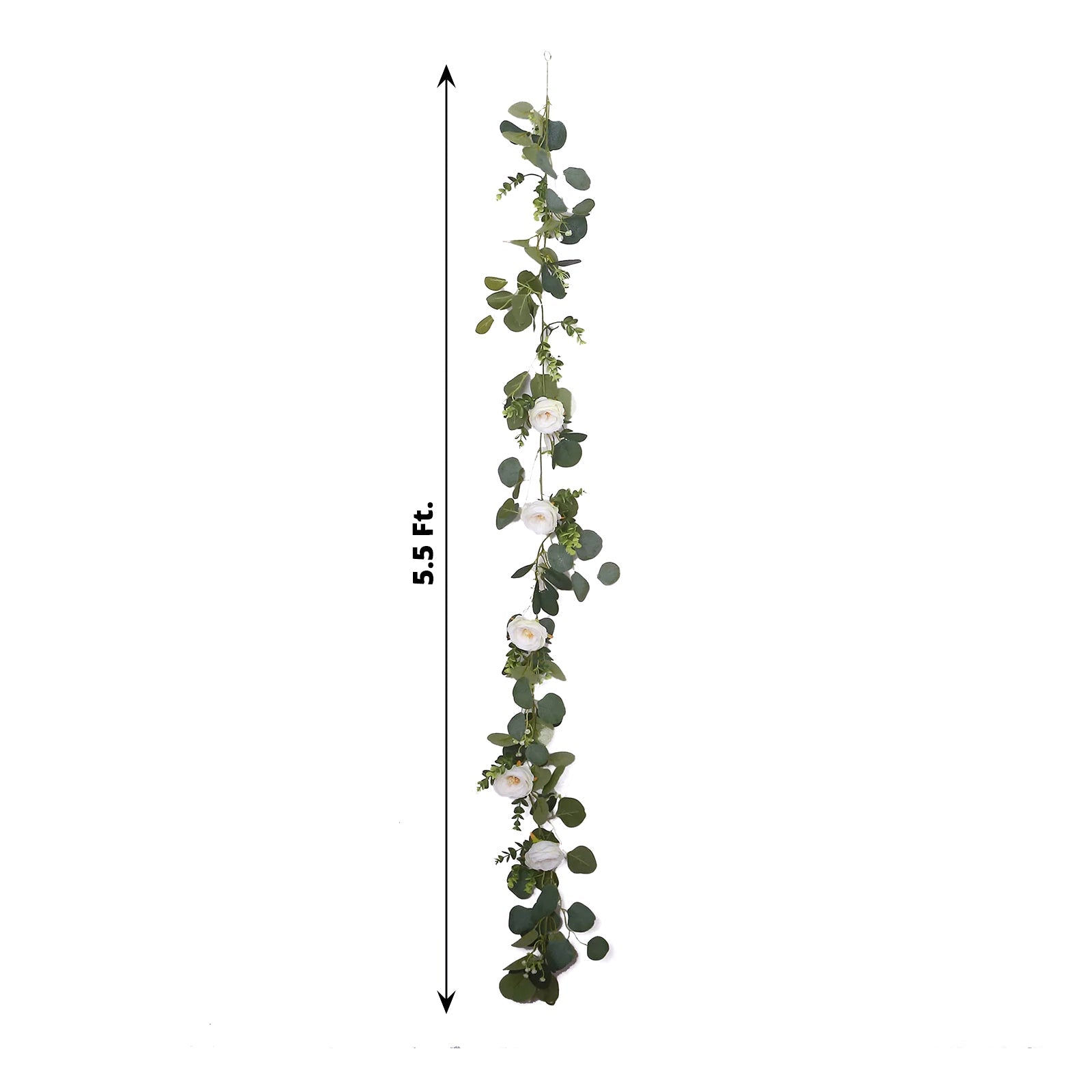 Artificial Eucalyptus Leaf Table Garland With 7 White Rose Flower Head ...
