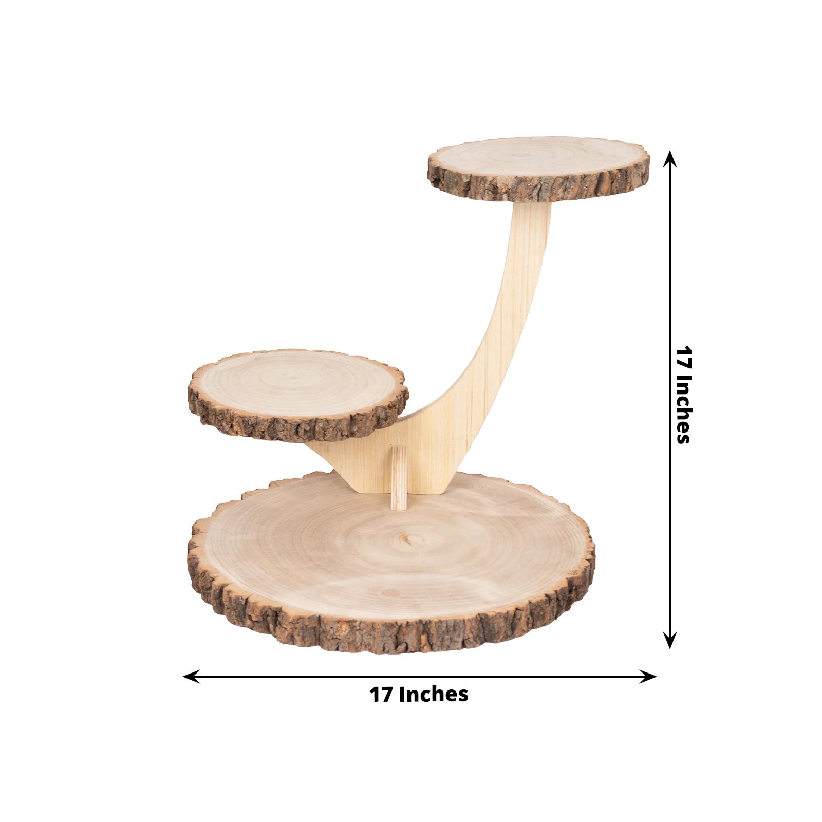 3-Tier Natural Rustic Wood Slice Pedestal Riser in Tree Branch Style ...