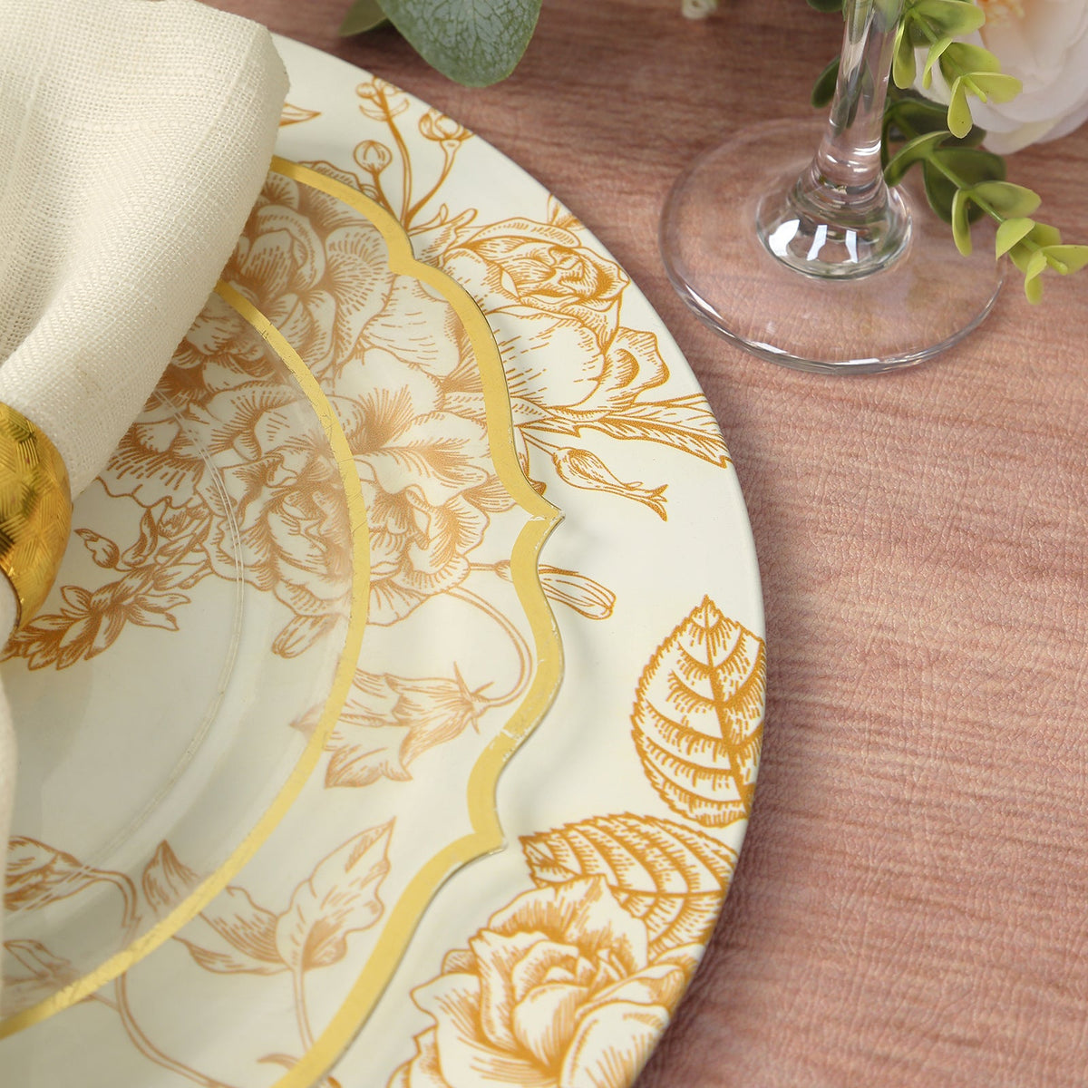 Floral Acrylic Charger Plates in French Toile Pattern 13" | eHomemart