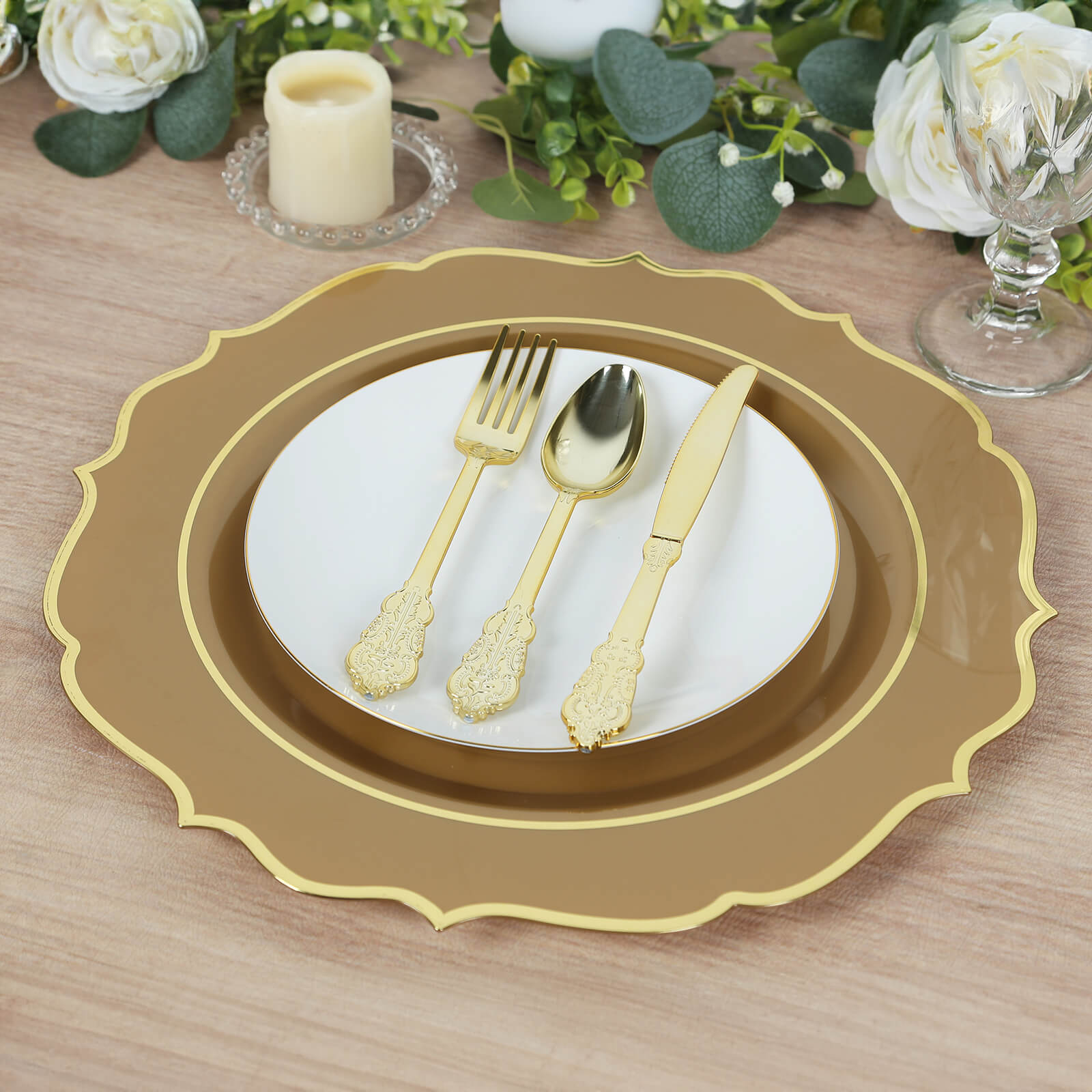 Scalloped Rim Plastic Charger Plates | eHomemart