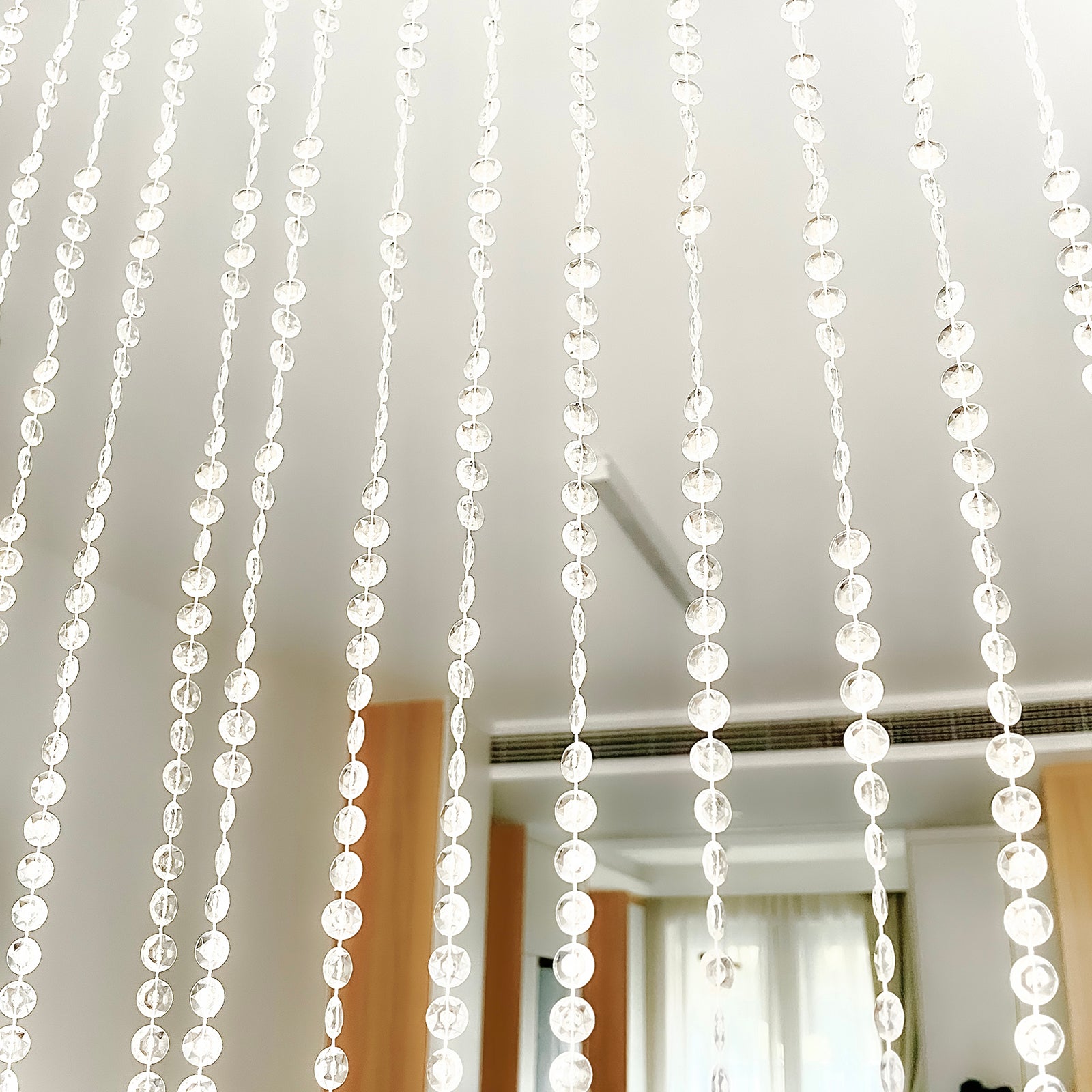 Acrylic Crystal Beaded Curtain with Polyester Rod Pocket, 43 Strands ...