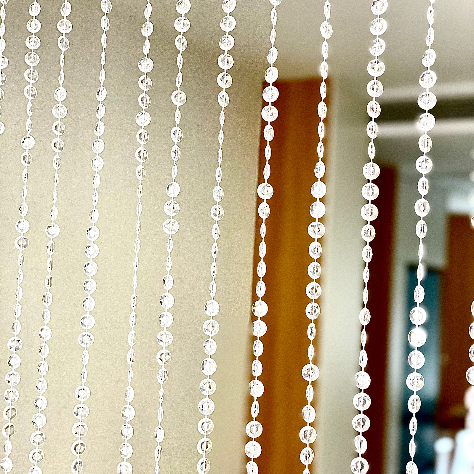 Acrylic Crystal Beaded Curtain with Polyester Rod Pocket, 43 Strands ...