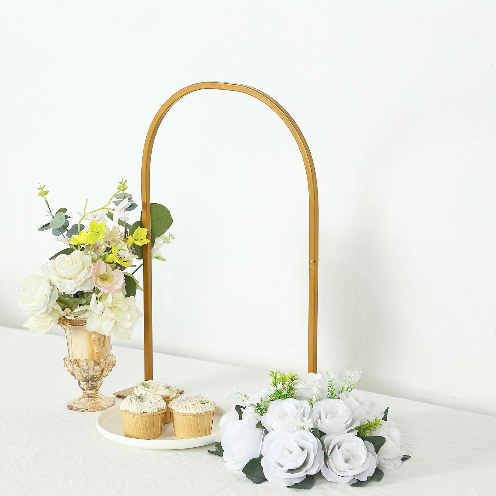 Gold Metal Arch Table Centerpiece with Rounded Top, Flower Stand Frame ...