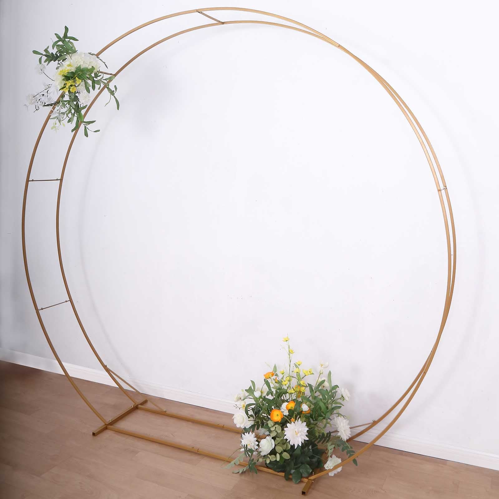 Heavy Duty Gold Metal Double Hoop Arch Photo Backdrop Stand, Round ...
