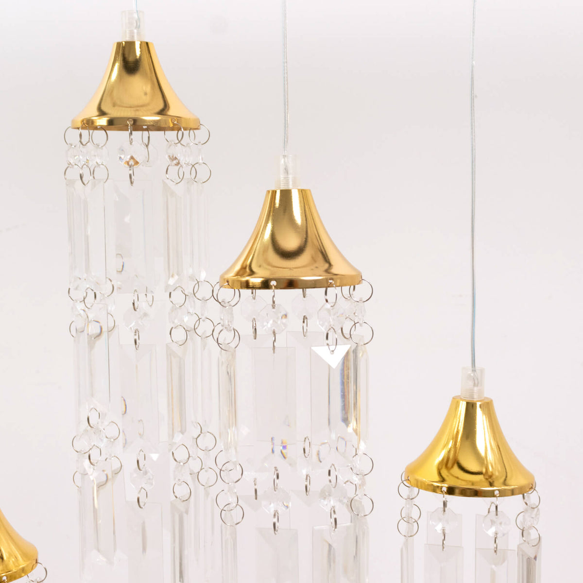 7ft Warm White LED Crystal String Lights Gold Bell Frame | eHomemart