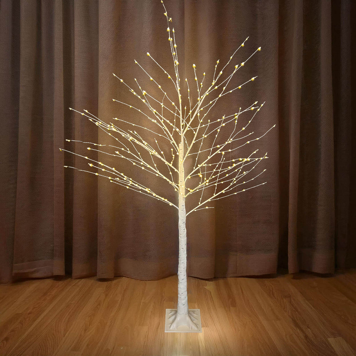 Warm White Lighted Birch Tree 350 LED Fairy Lights with Remote Timer, 8 ...