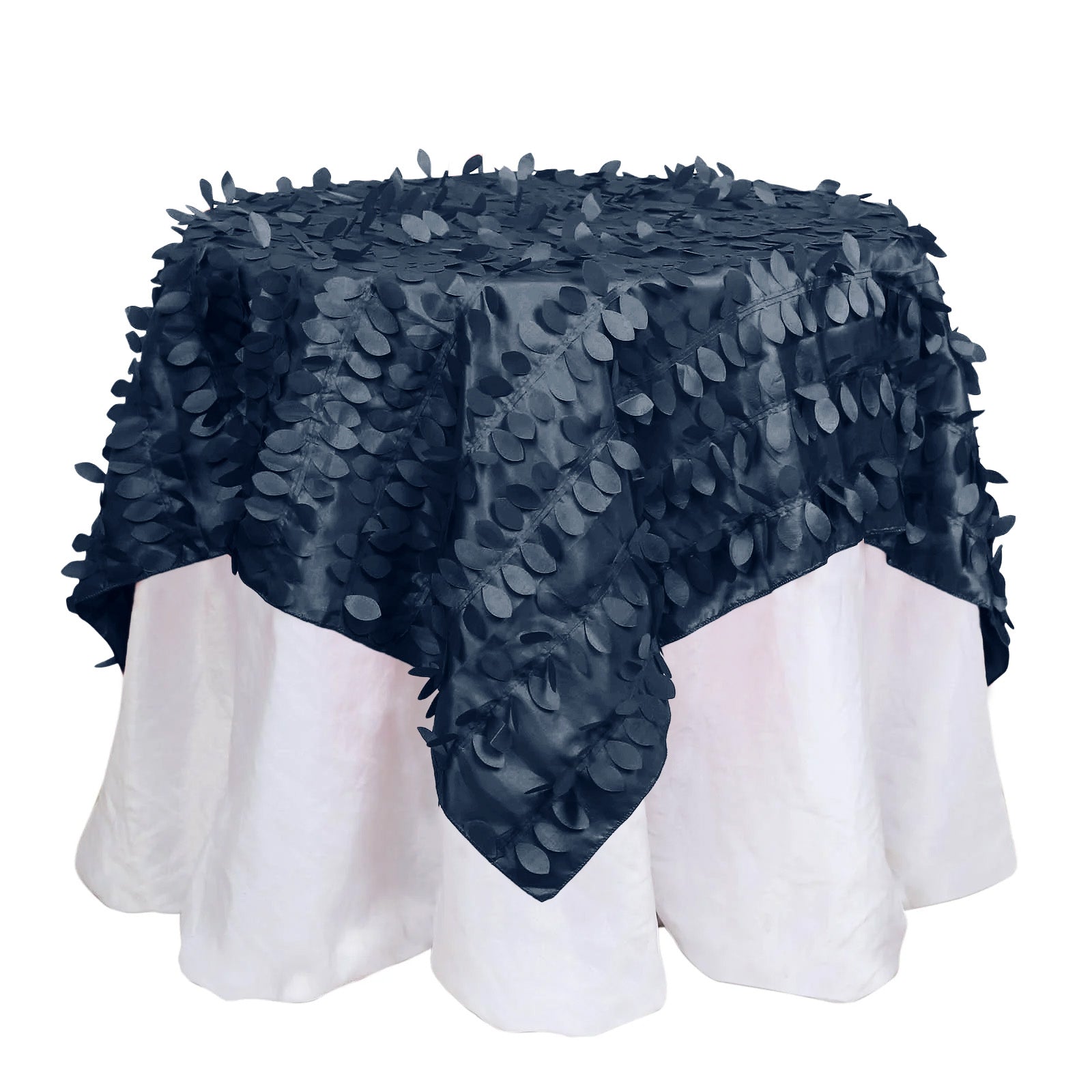 3D Leaf Petal Taffeta Fabric Square Table Overlay 54" – eHomemart