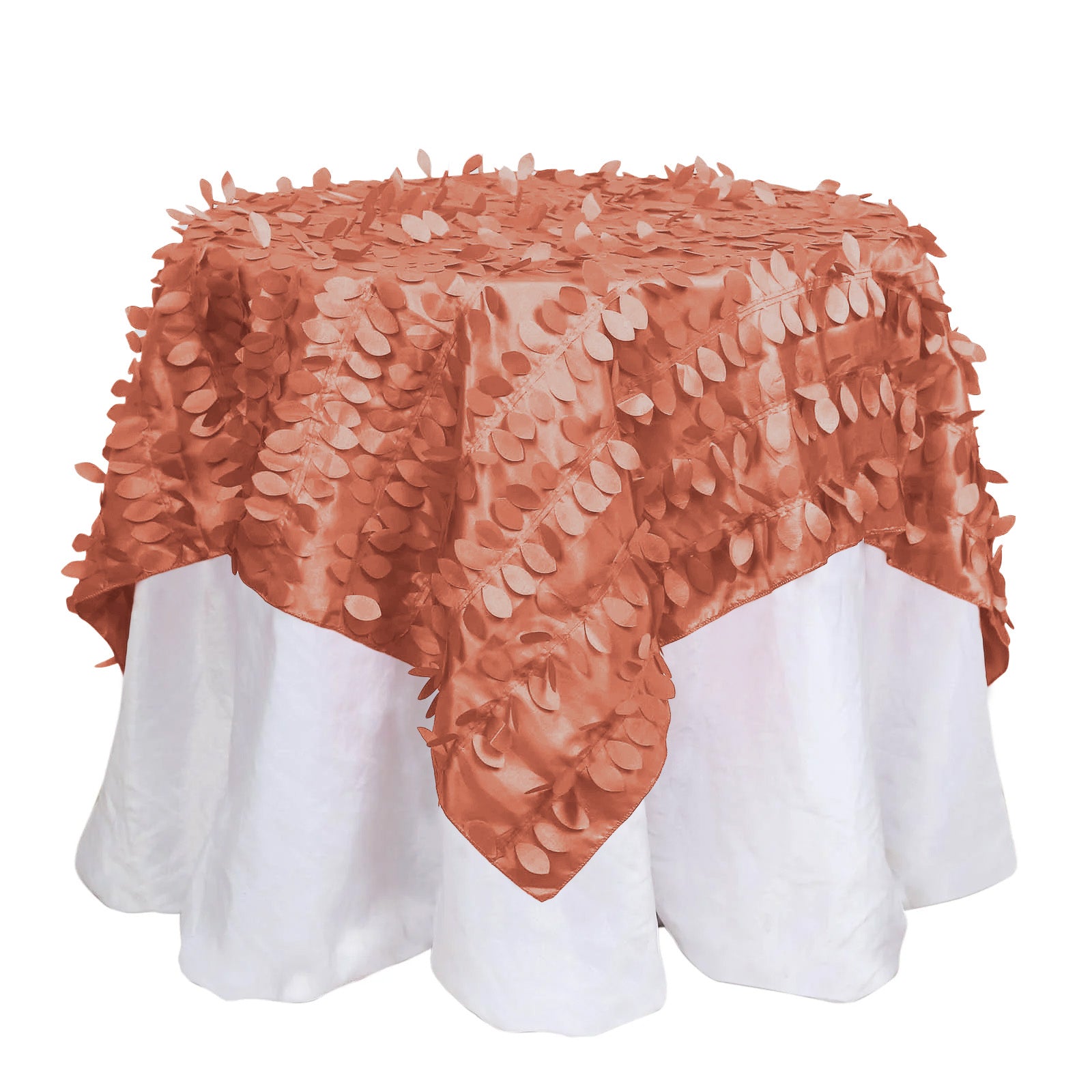 3D Leaf Petal Taffeta Fabric Square Table Overlay 54" – eHomemart