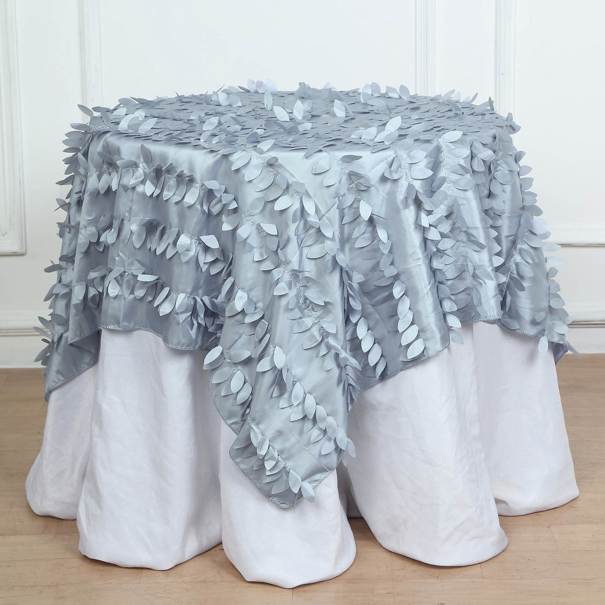 3D Leaf Petal Taffeta Fabric Square Table Overlay 54" – eHomemart