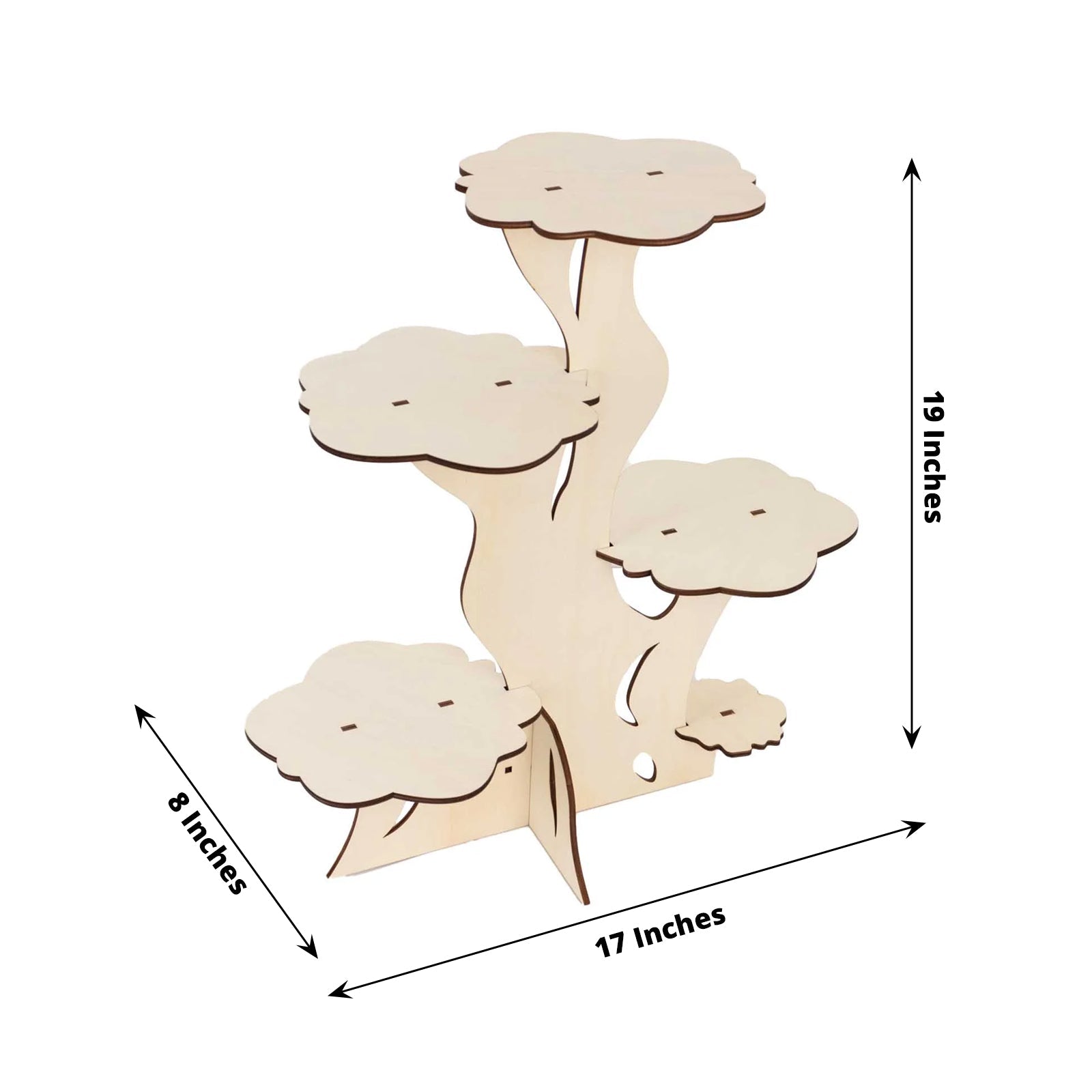 5-Tier Natural Laser Cut Wooden Tree Tower Pedestal Riser, Rustic Dess ...
