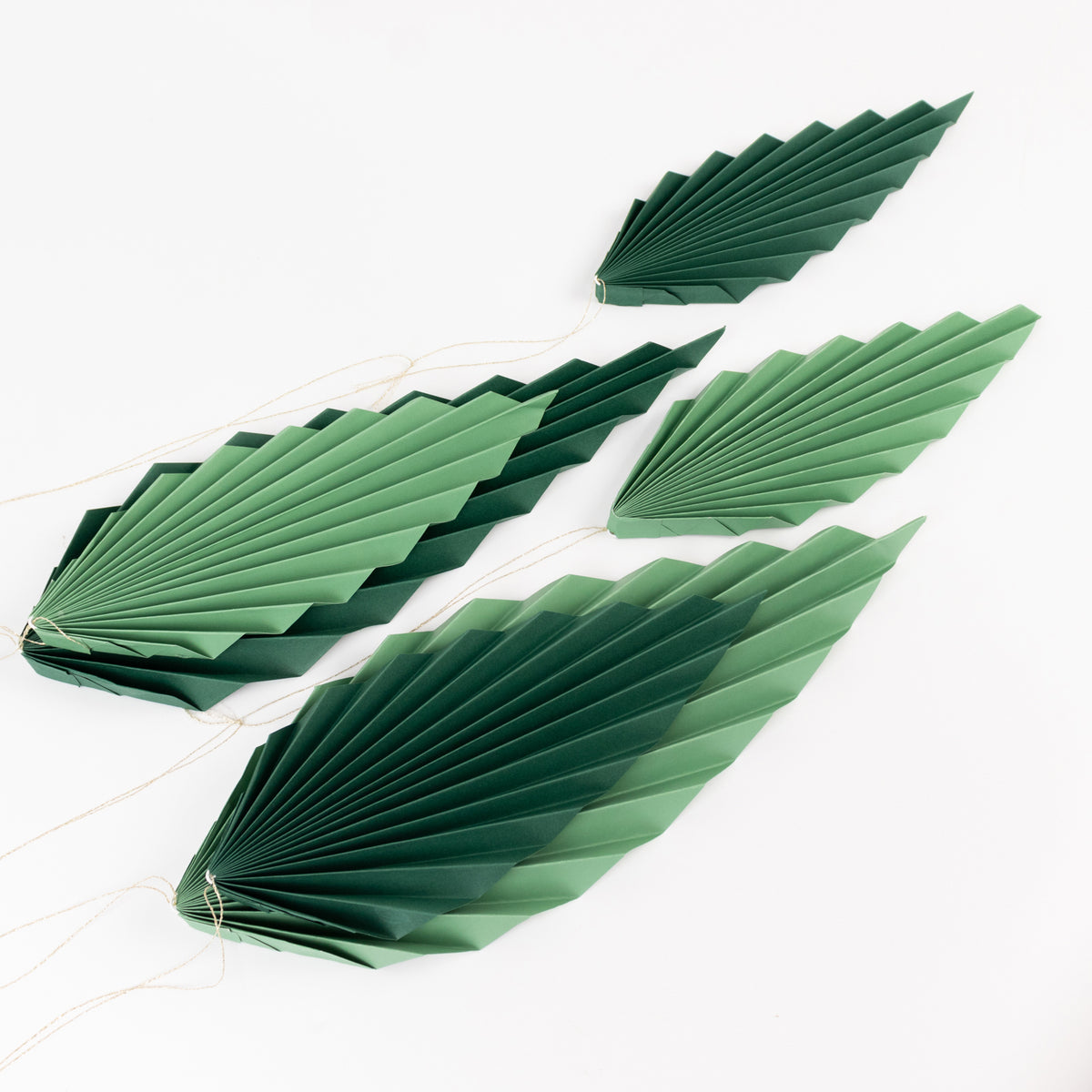 Set of 6 Mixed Green Leaves Hanging Paper Fans Wall Decor, Pre-Strung ...