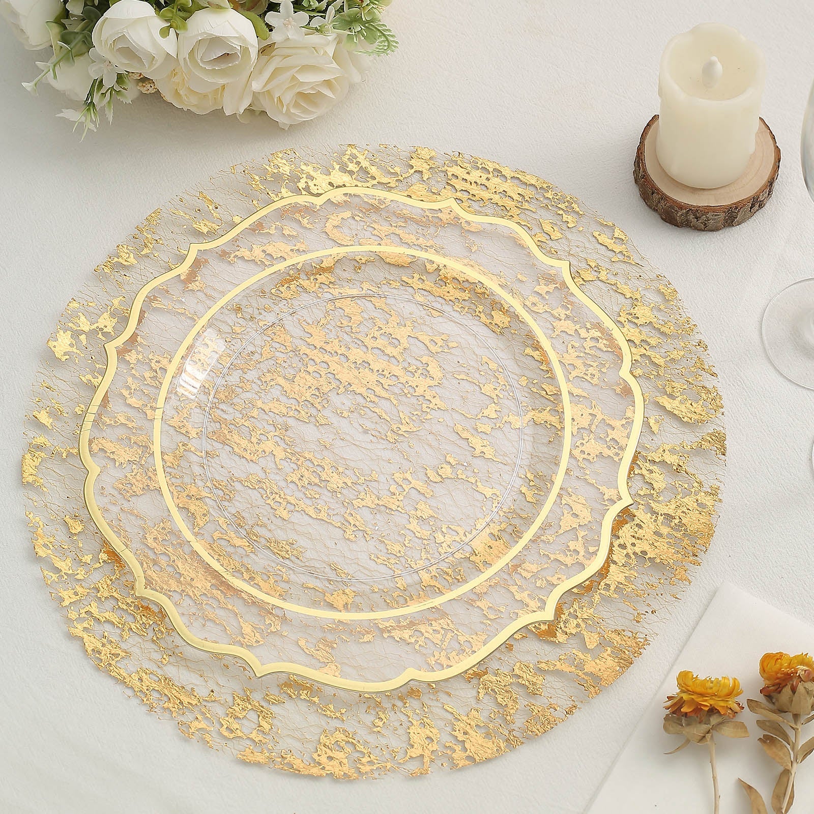 Metallic Foil Mesh Table Disposable Placemats, Round Dining Mats 13 ...