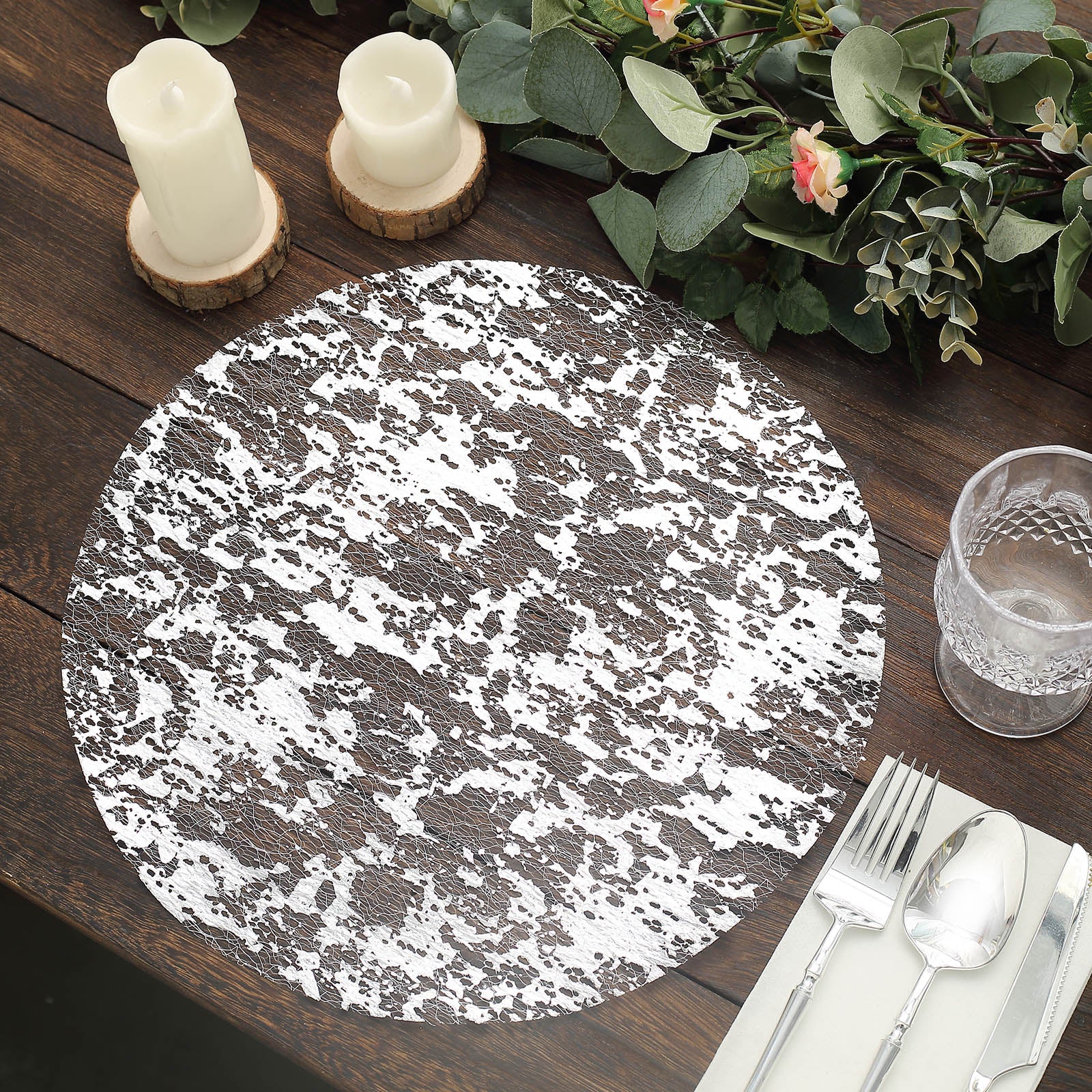 Metallic Foil Mesh Table Disposable Placemats, Round Dining Mats 13 ...