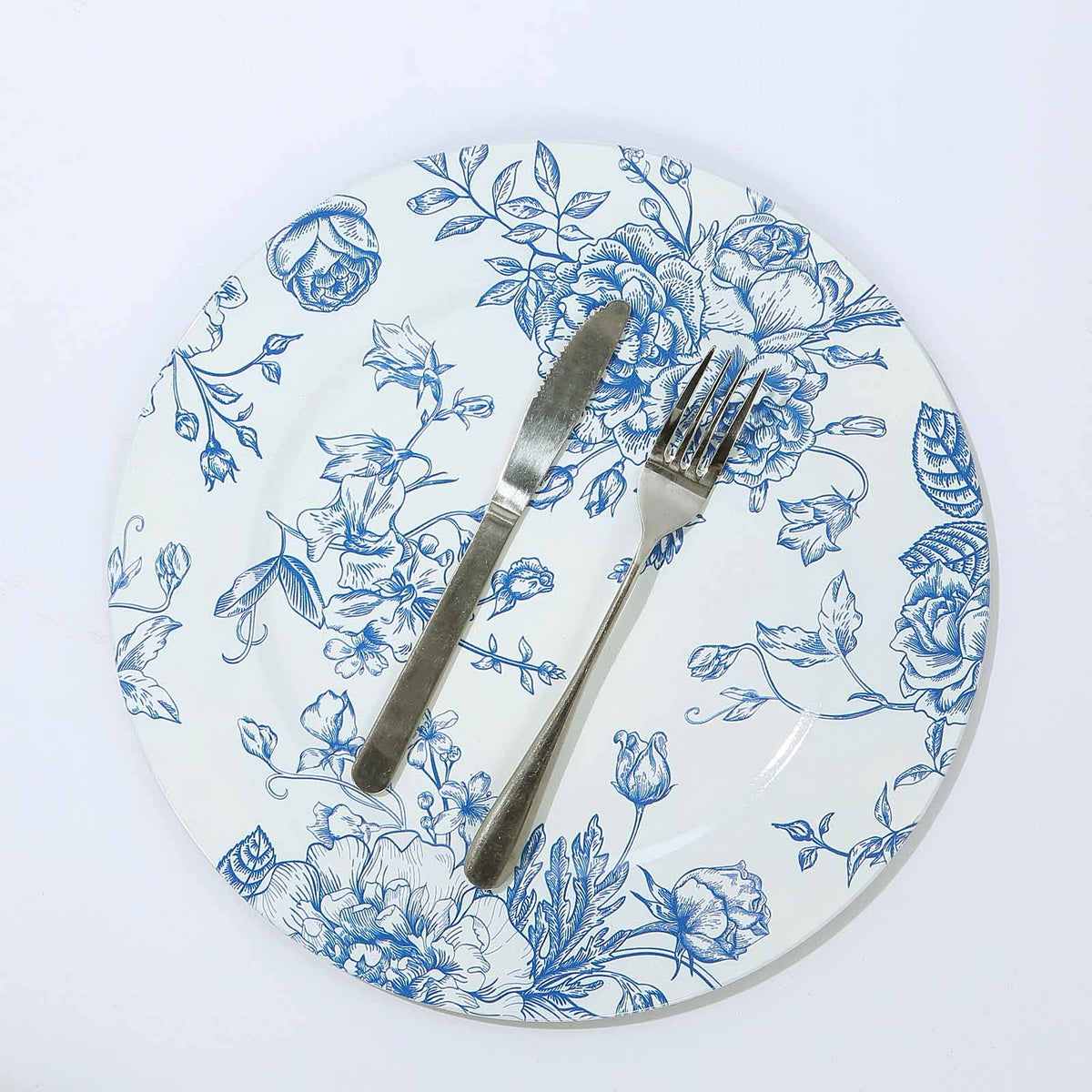 Floral Acrylic Charger Plates in French Toile Pattern 13" | eHomemart