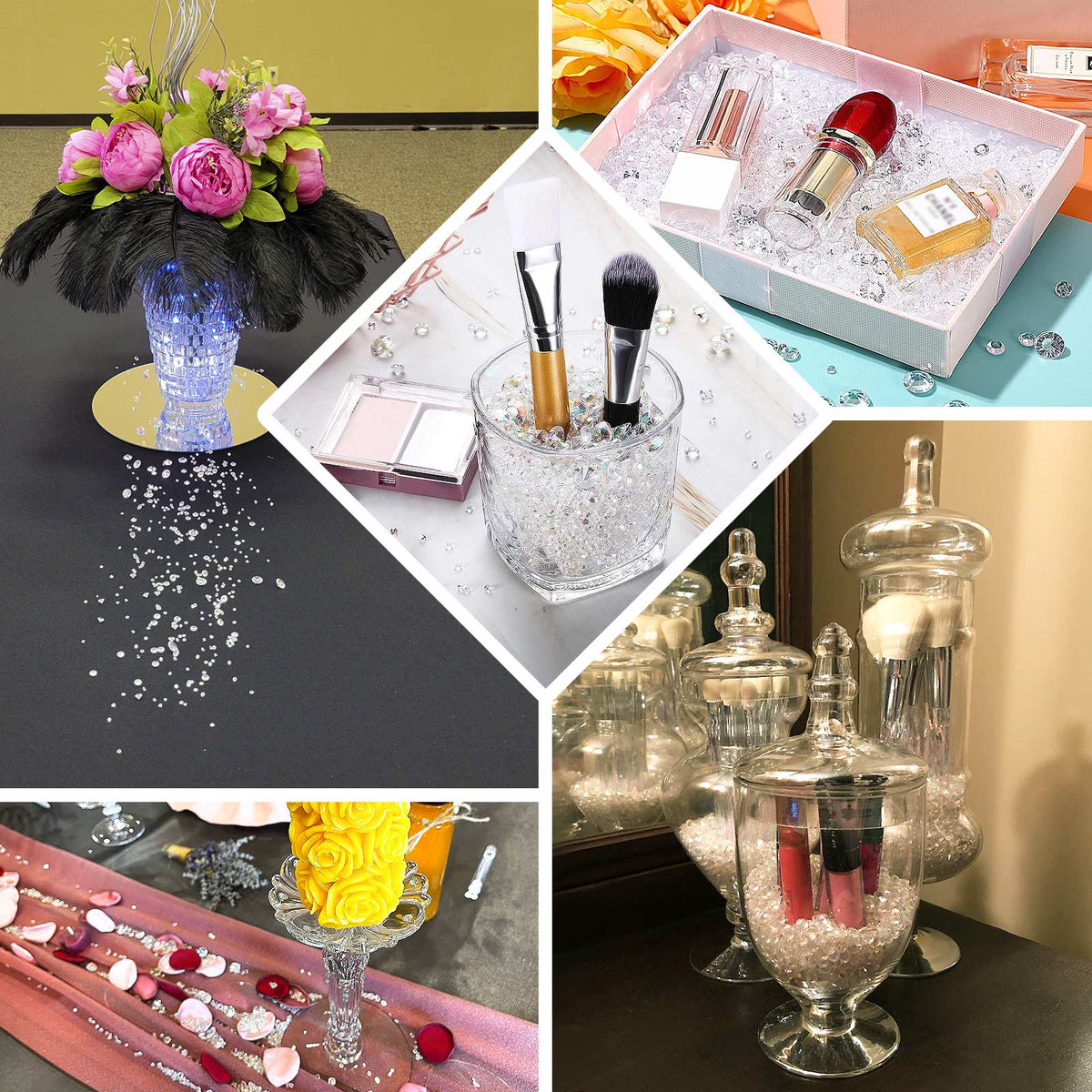 4000 Pcs Iridescent Acrylic Diamond Vase Fillers Table Scatters, DIY C ...
