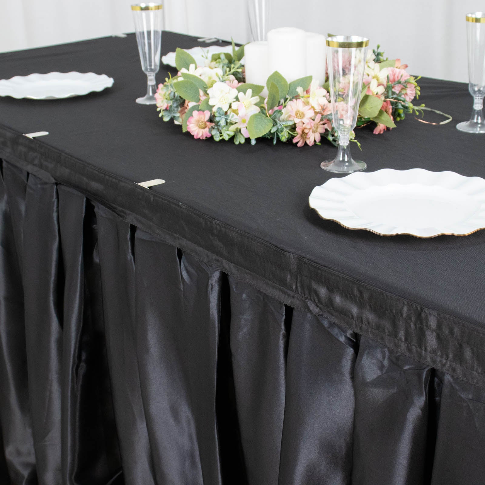 Pleated Satin Table Skirt 21ft – eHomemart