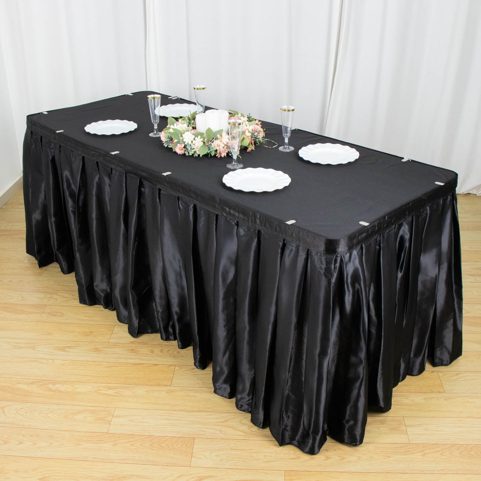 Pleated Satin Table Skirt 21ft – eHomemart