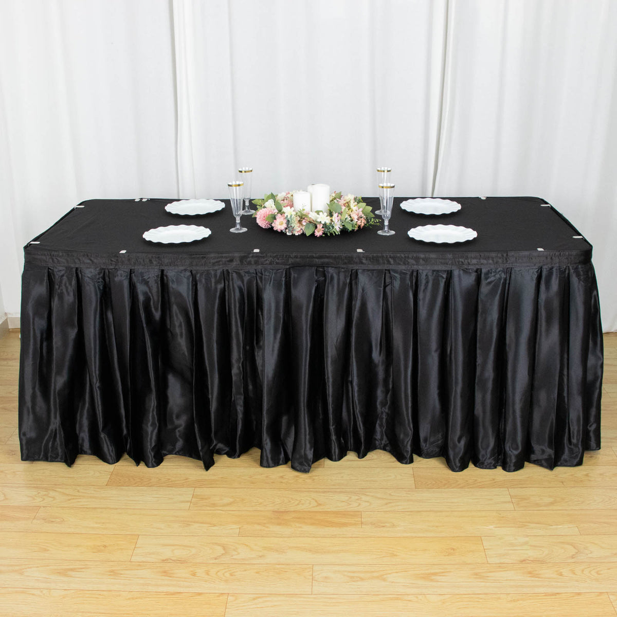 Pleated Satin Table Skirt 21ft – eHomemart