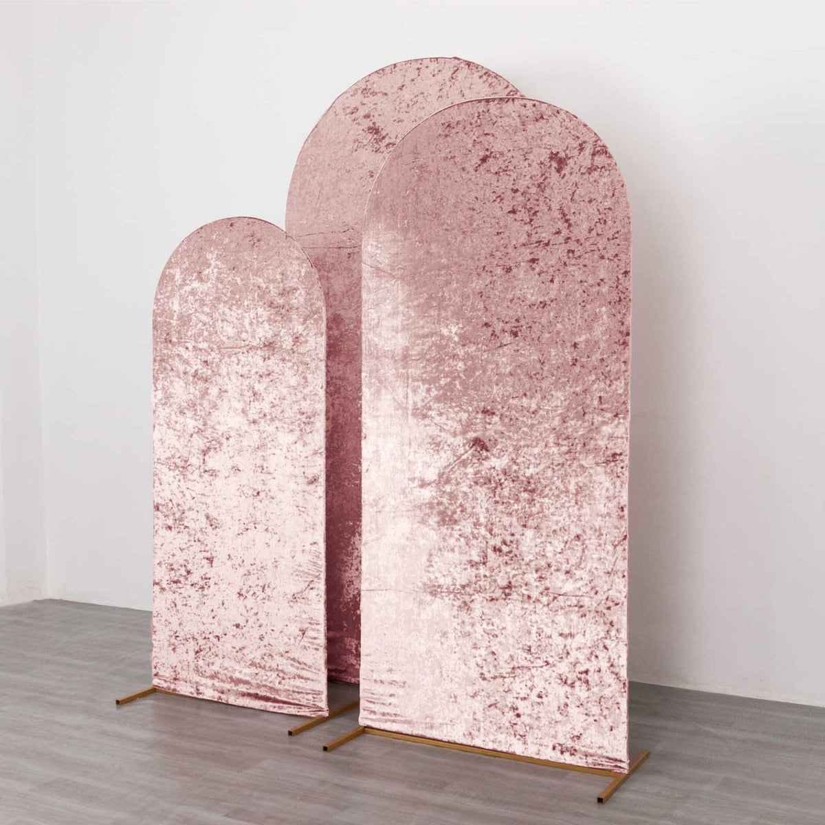 Set of 3 Crushed Velvet Chiara Arch Covers For Round Top Backdrop Stan ...