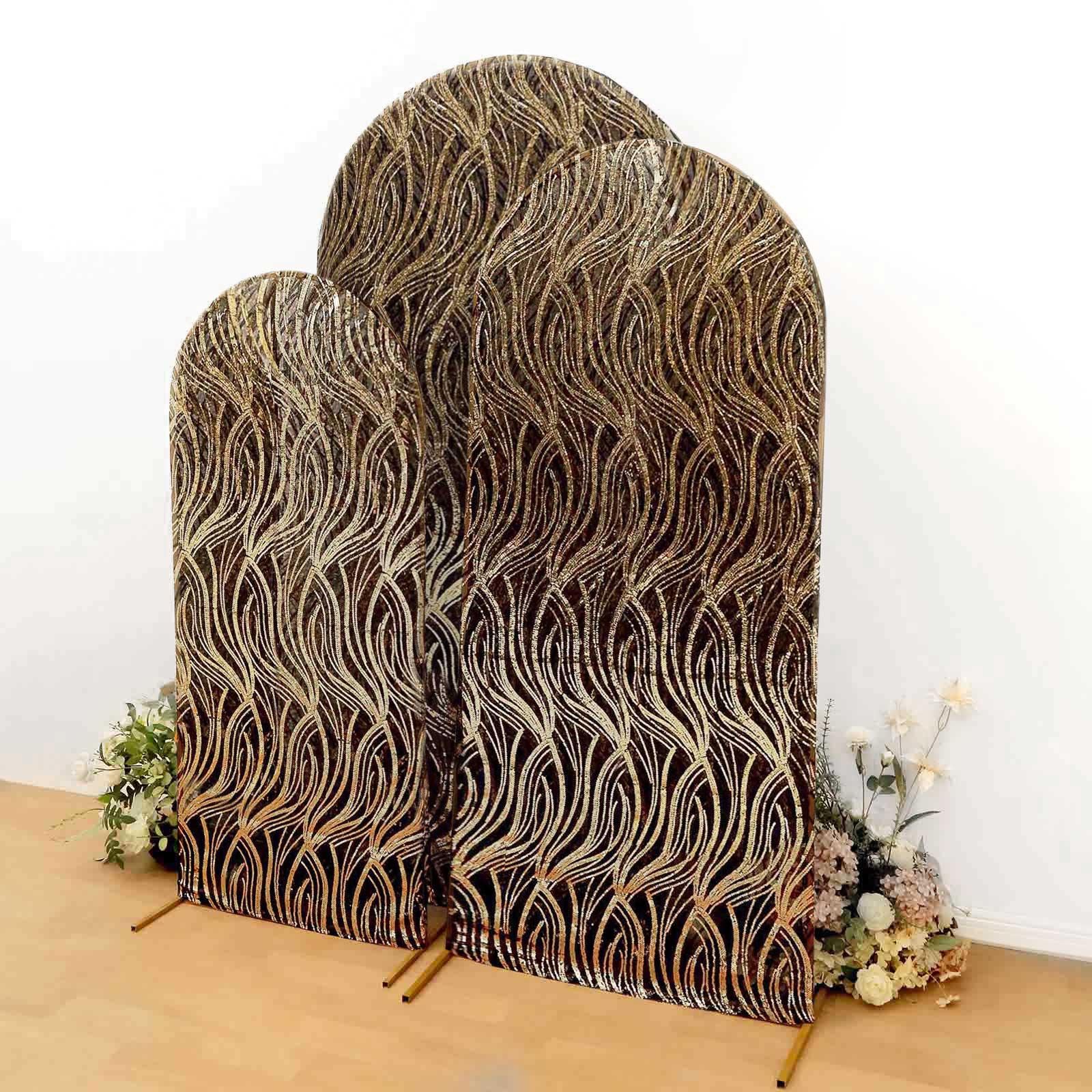 Wave Mesh Chiara Backdrop Stand Covers With Gold Embroidered Sequins ...