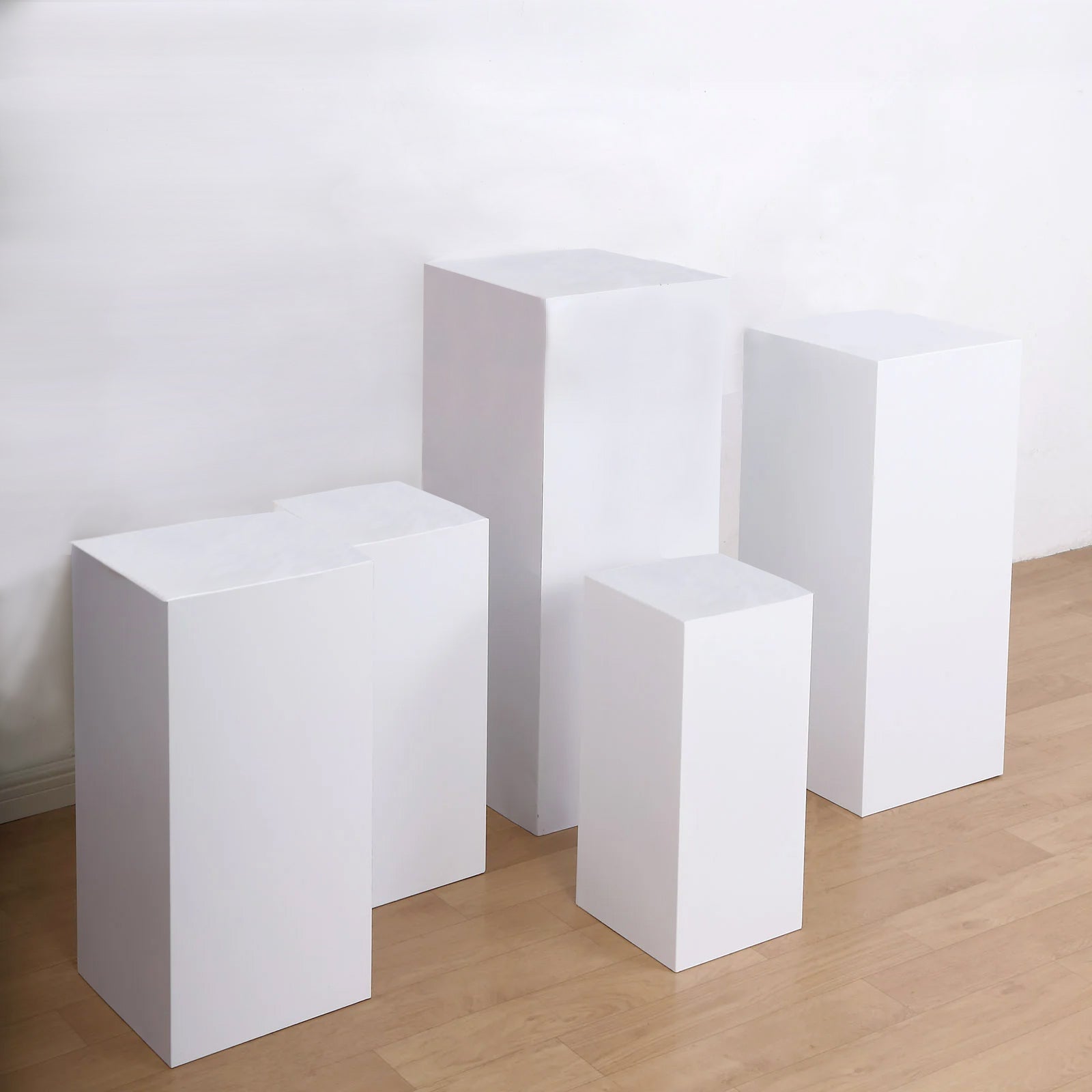 Set of 5 White Metal Rectangular Prop Pedestal Stands For Aisle Decor ...