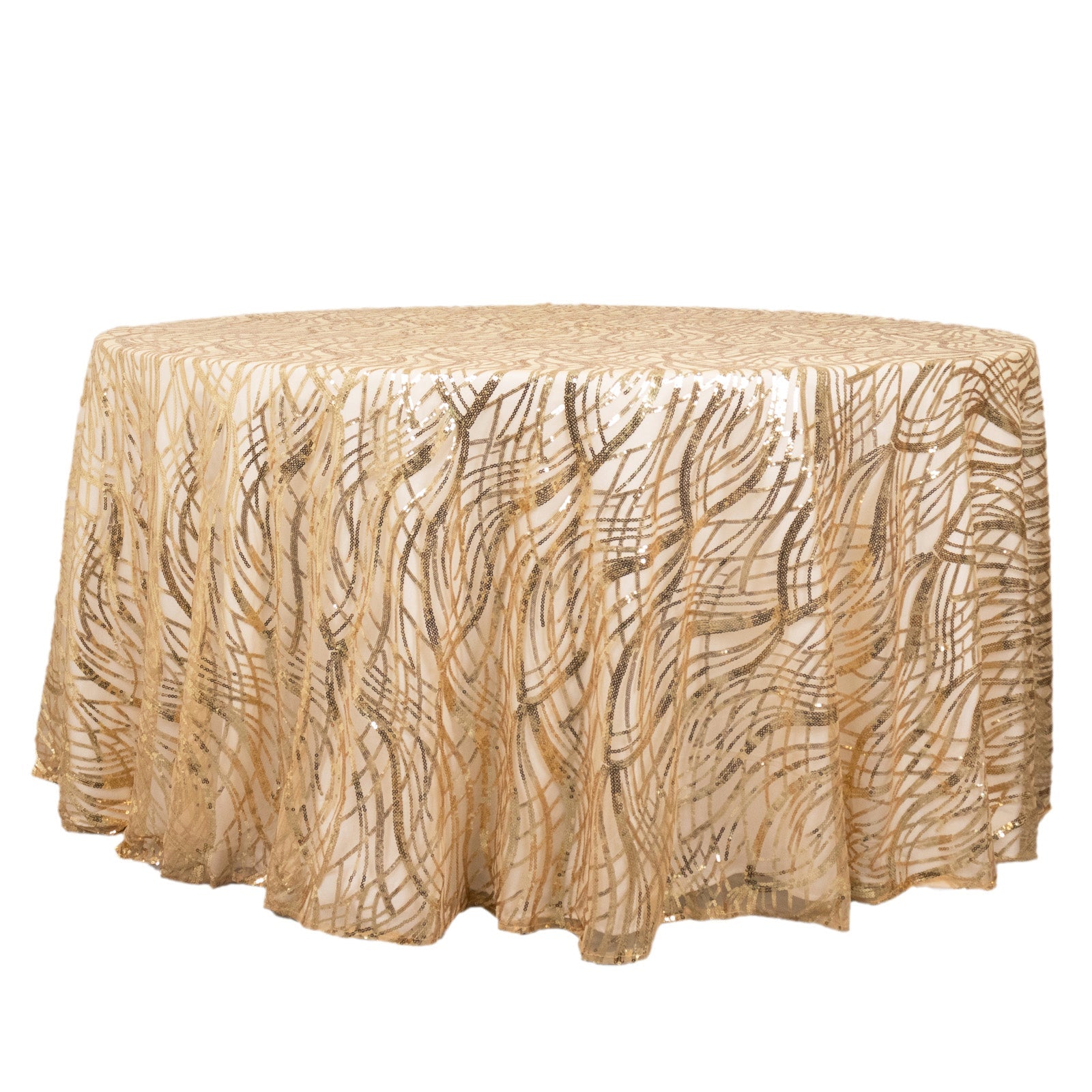 Wave Mesh Round Tablecloth With Embroidered Sequins 120" – eHomemart