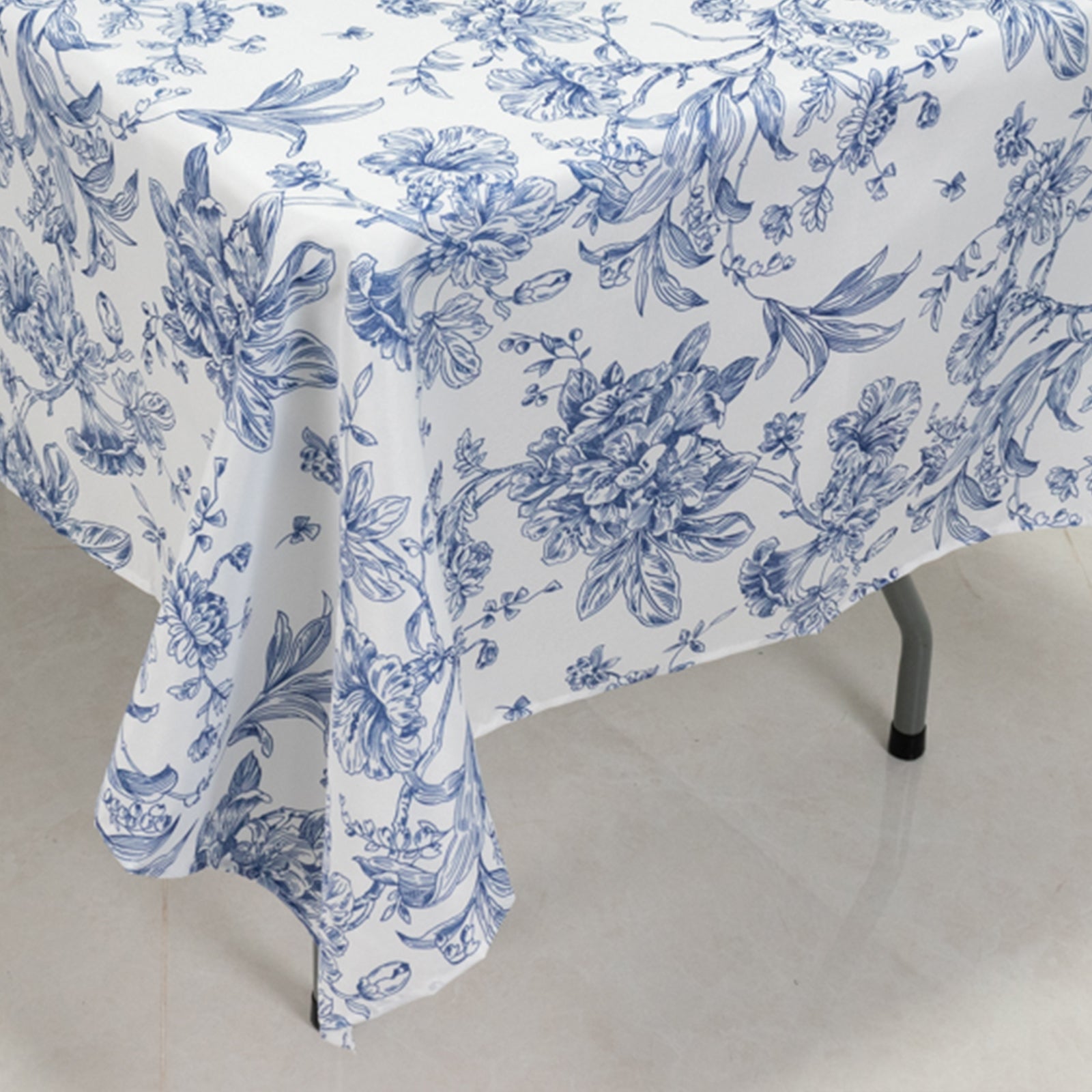 French Toile Polyester Rectangle Tablecloth 60"x102" | eHomemart