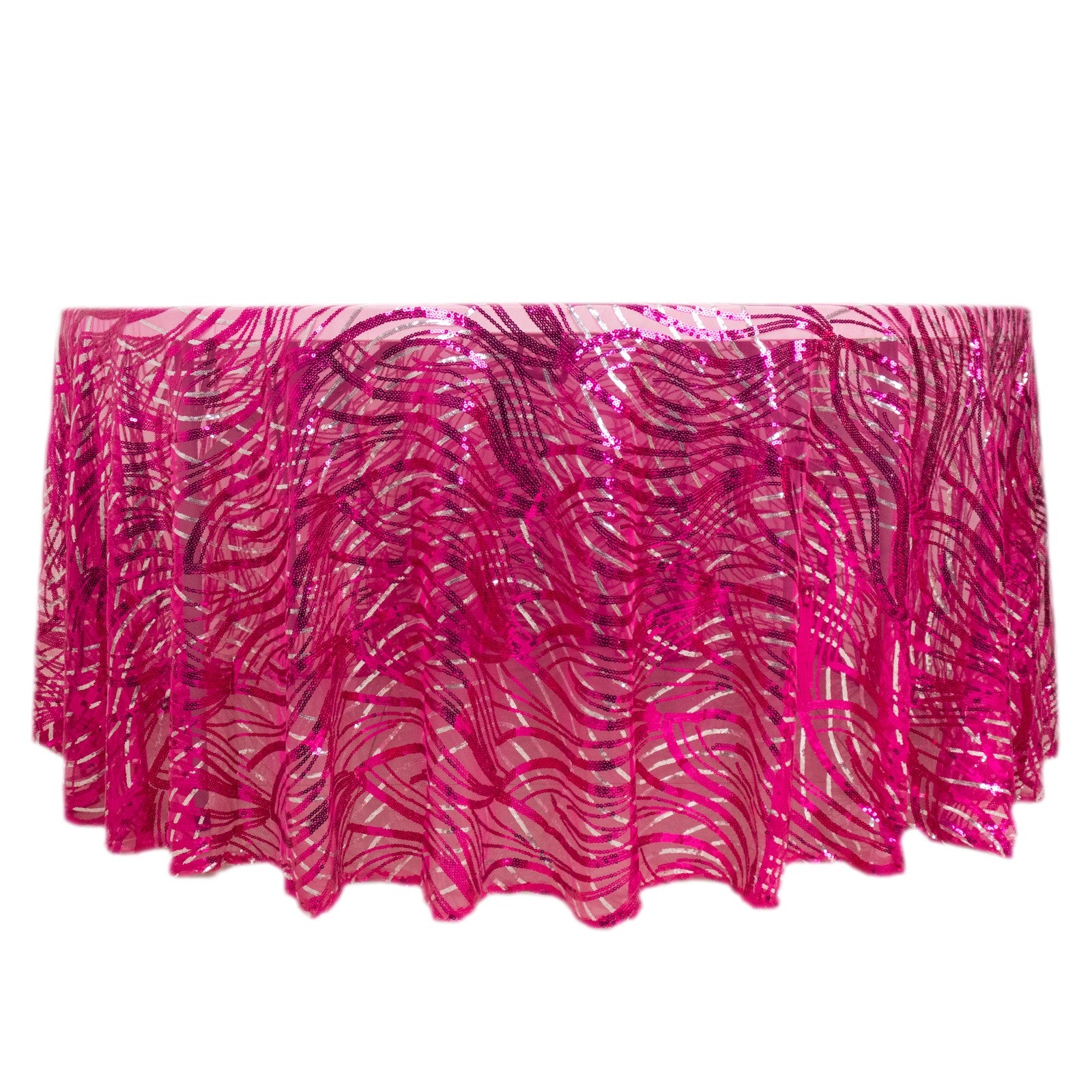 Wave Mesh Round Tablecloth With Embroidered Sequins 120" – eHomemart