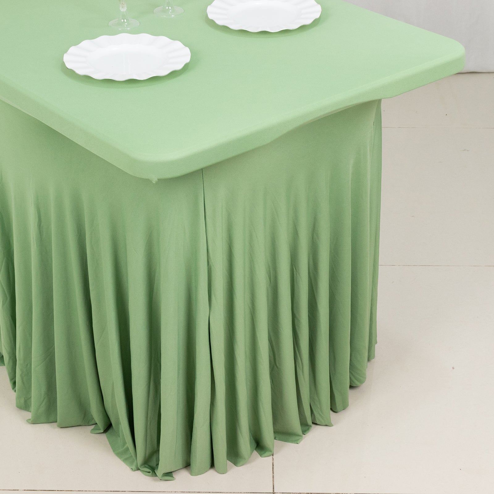 Wavy Spandex Fitted Rectangle Tablecloth With Ruffles – eHomemart