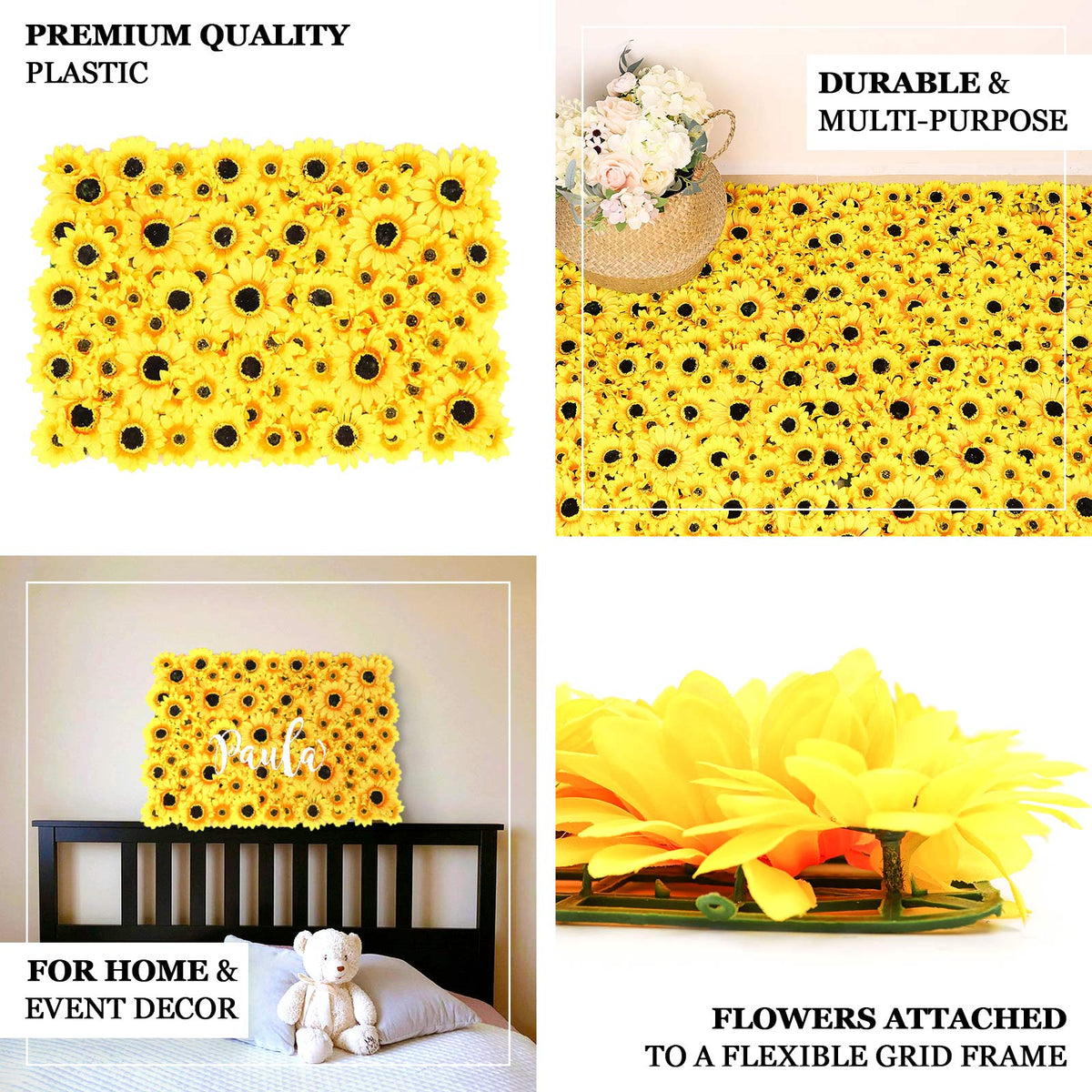 Artificial Sunflower Wall Mat Backdrop, Flower Wall Decor | eHomemart