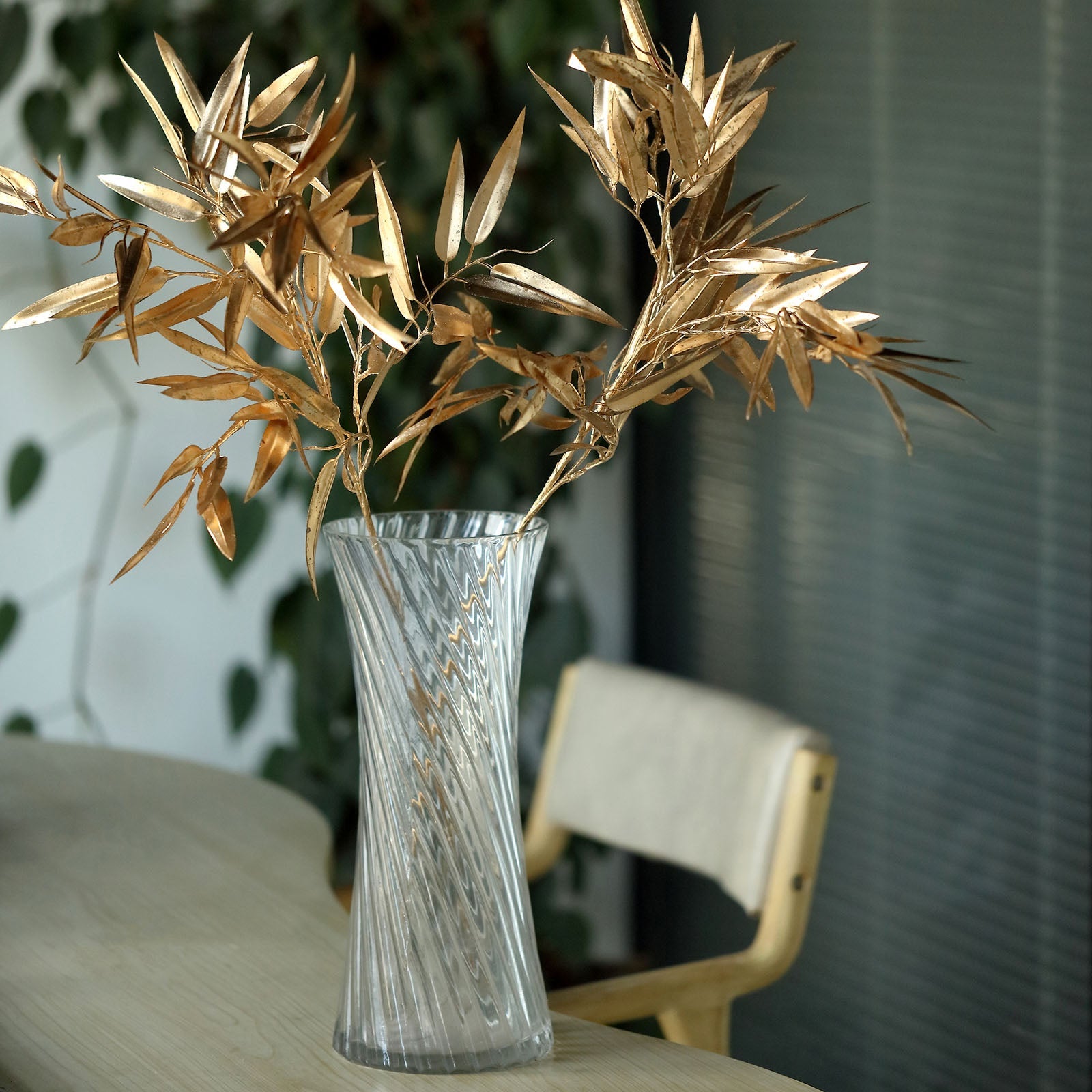 Shiny Metallic Gold Faux Plant Floral Stems – eHomemart