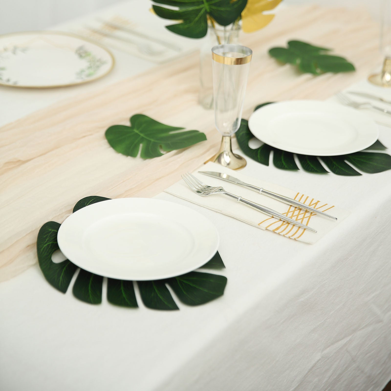 28 Pack | Green And Gold Artificial Jungle Theme Palm Leaves, Assorted ...