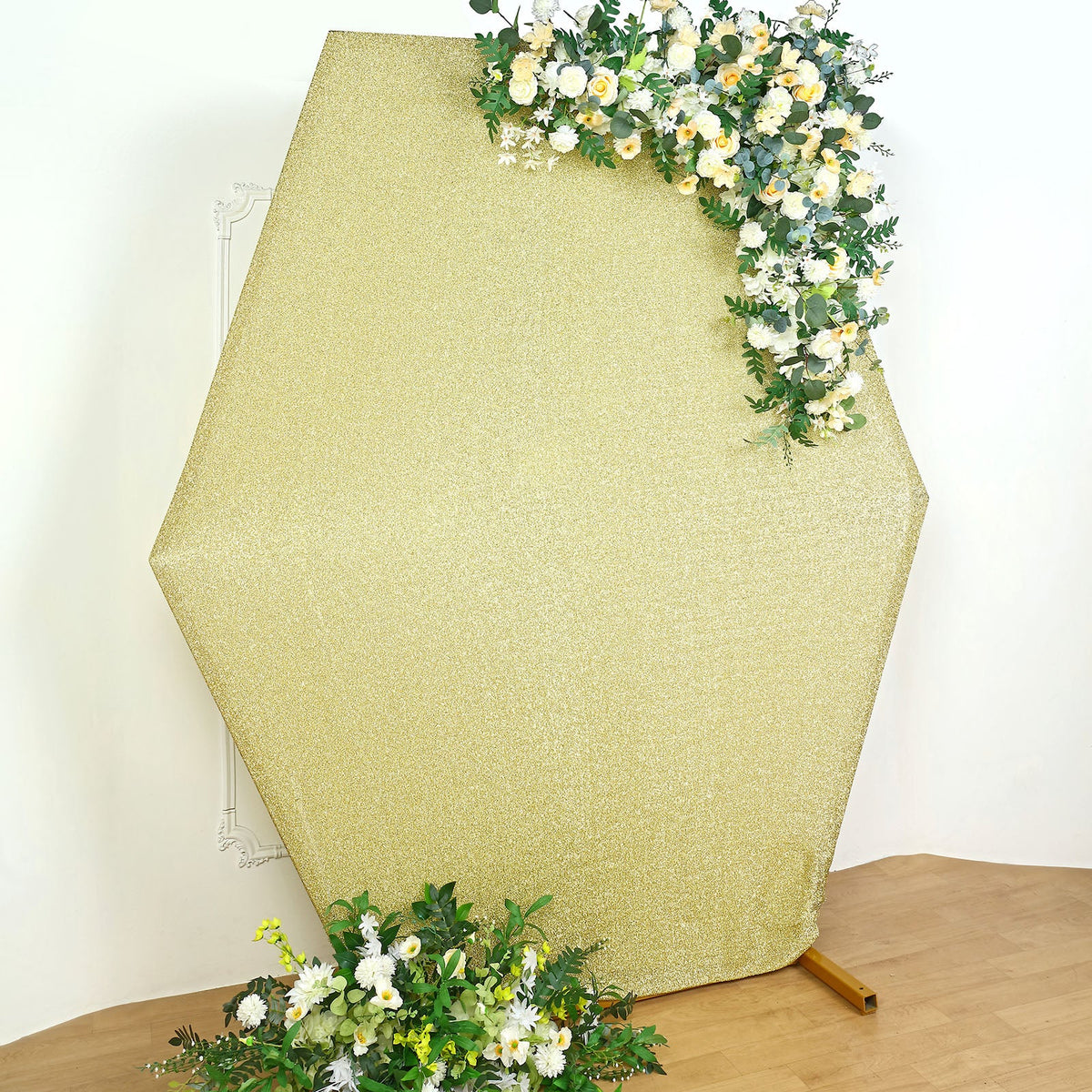 Metallic Shimmer Tinsel Spandex Hexagon Backdrop, Arch Cover 8ftx7ft ...