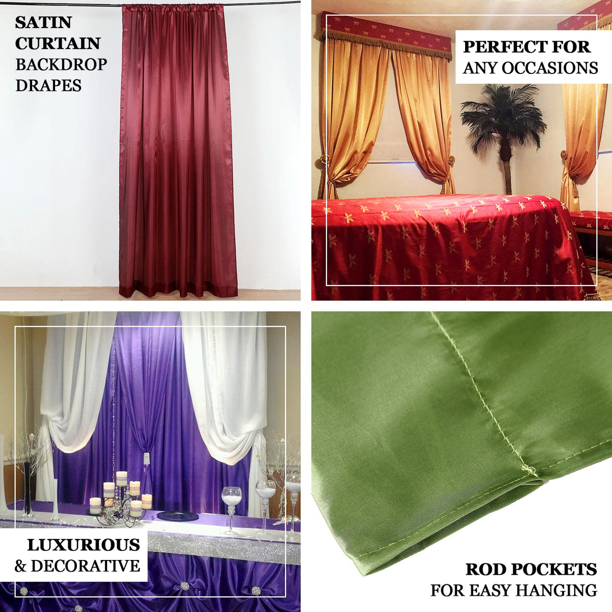 Satin Backdrop Drape Curtain, Photo Booth Divider Panel 8ftx10ft ...