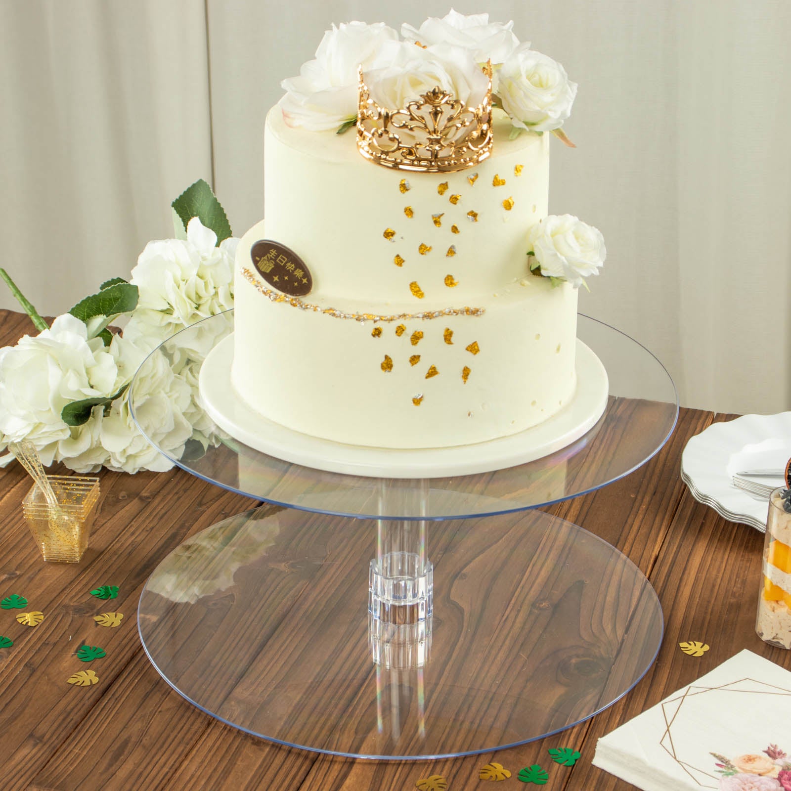 2-Tier Round Acrylic Riser | Plastic Display Stand | eHomemart