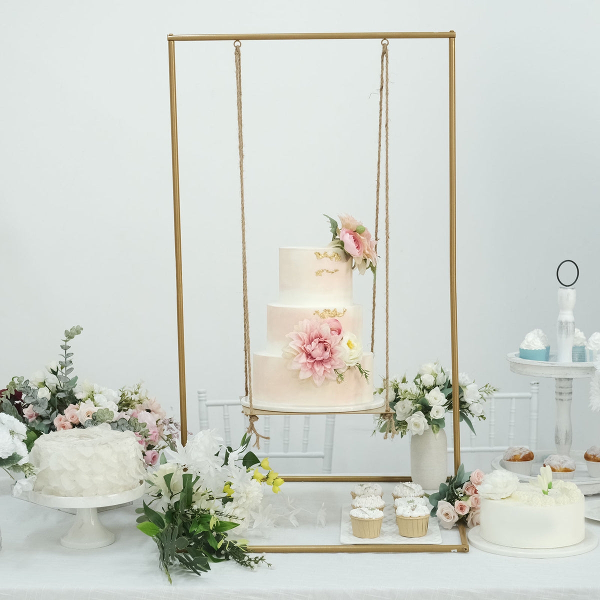 Gold Metal Hanging Dessert Display Centerpiece Cake Stand Swing – eHomemart