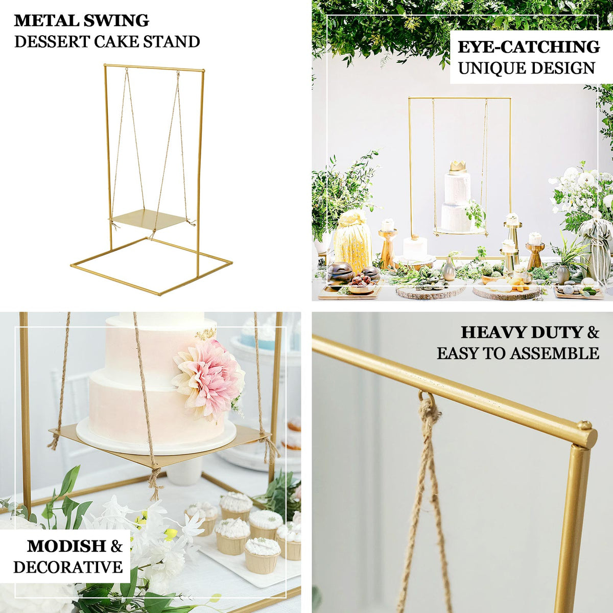 Gold Metal Hanging Dessert Display Centerpiece Cake Stand Swing – eHomemart