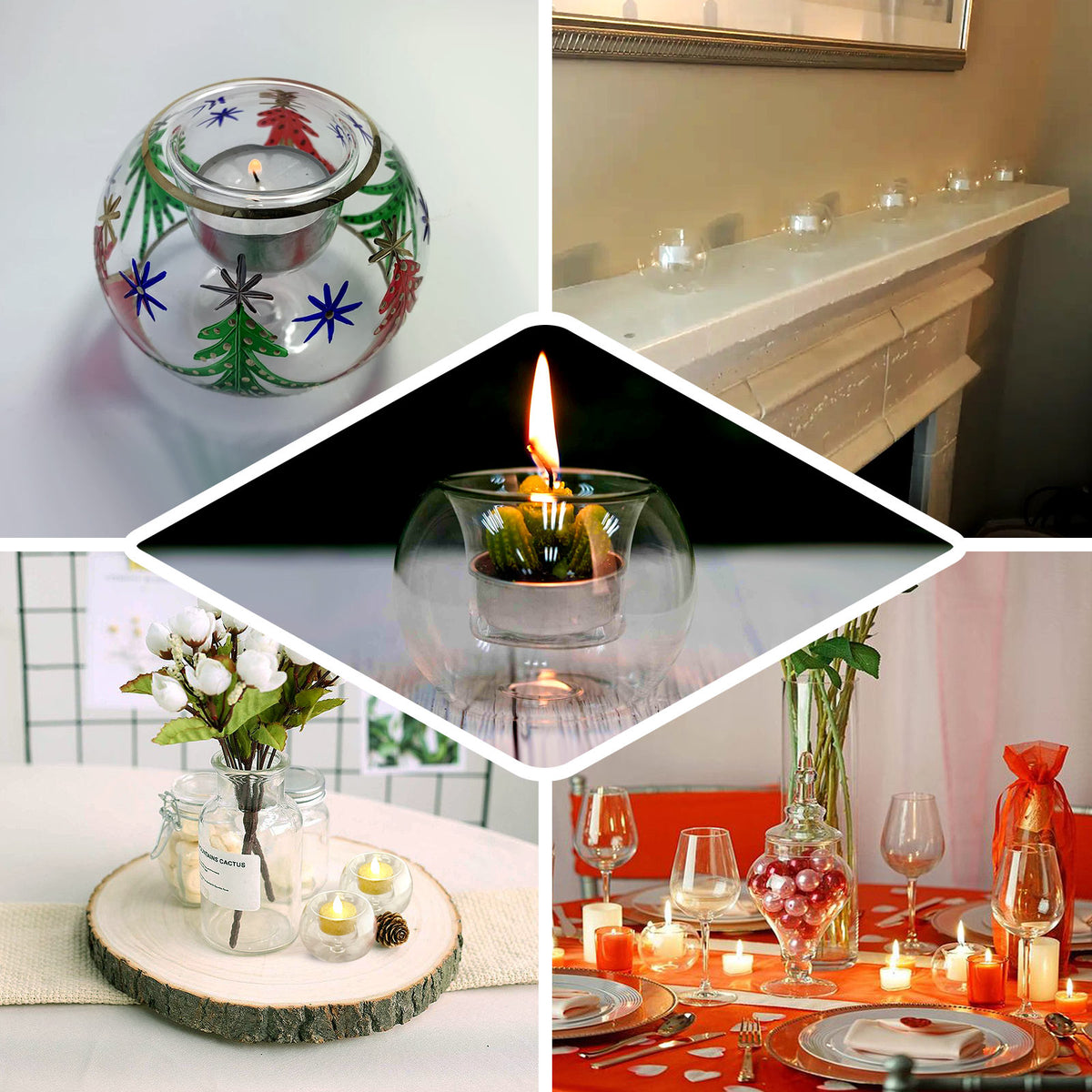 Crystal Glass Globe Votive Tealight Candle Holder Set - Clear – eHomemart