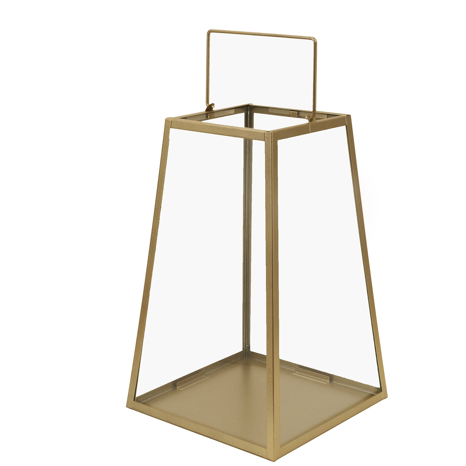 Gold Trapezoid Metal Candle Lantern, Geometric Hanging Terrarium, Table ...
