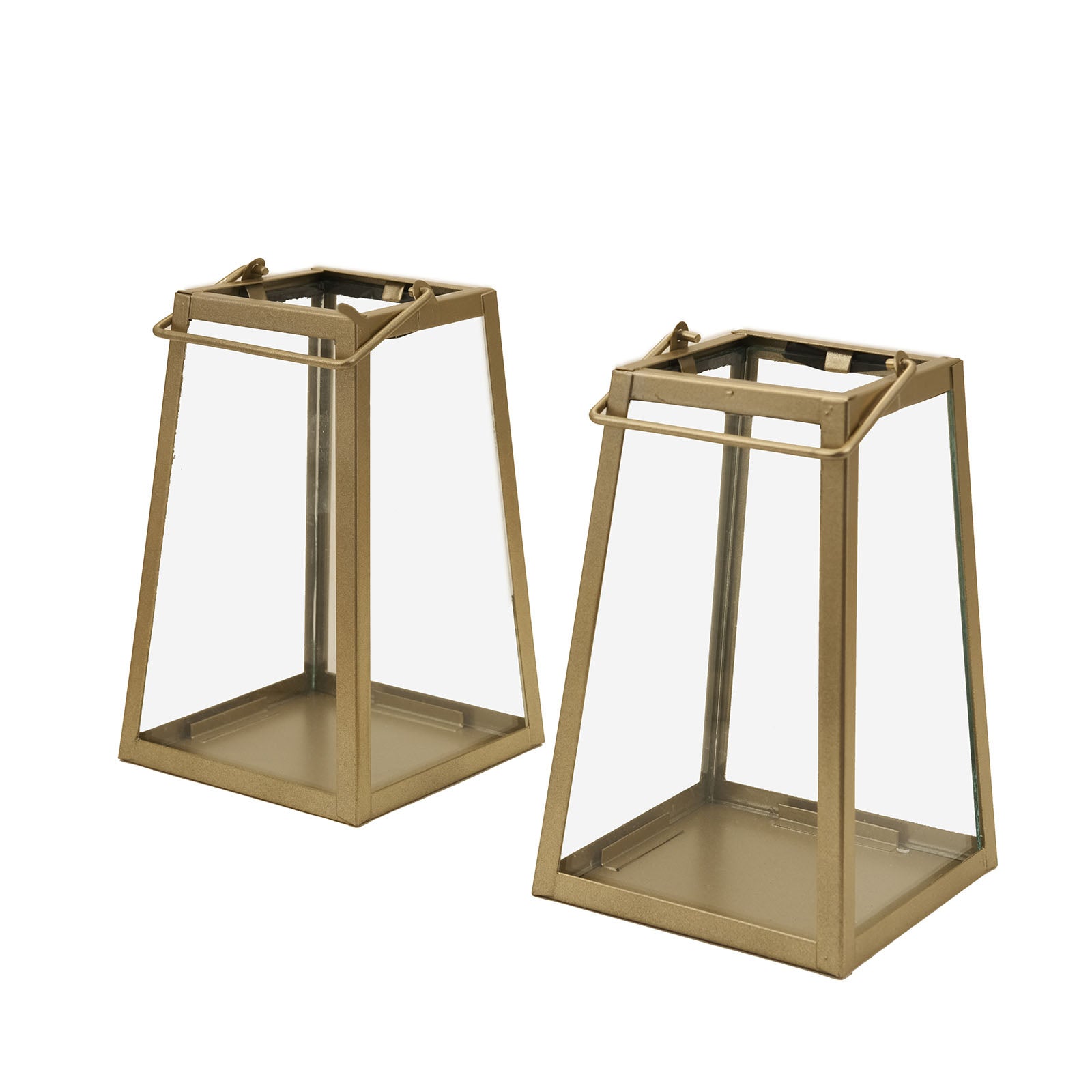 Gold Trapezoid Metal Candle Lantern, Geometric Hanging Terrarium, Table ...