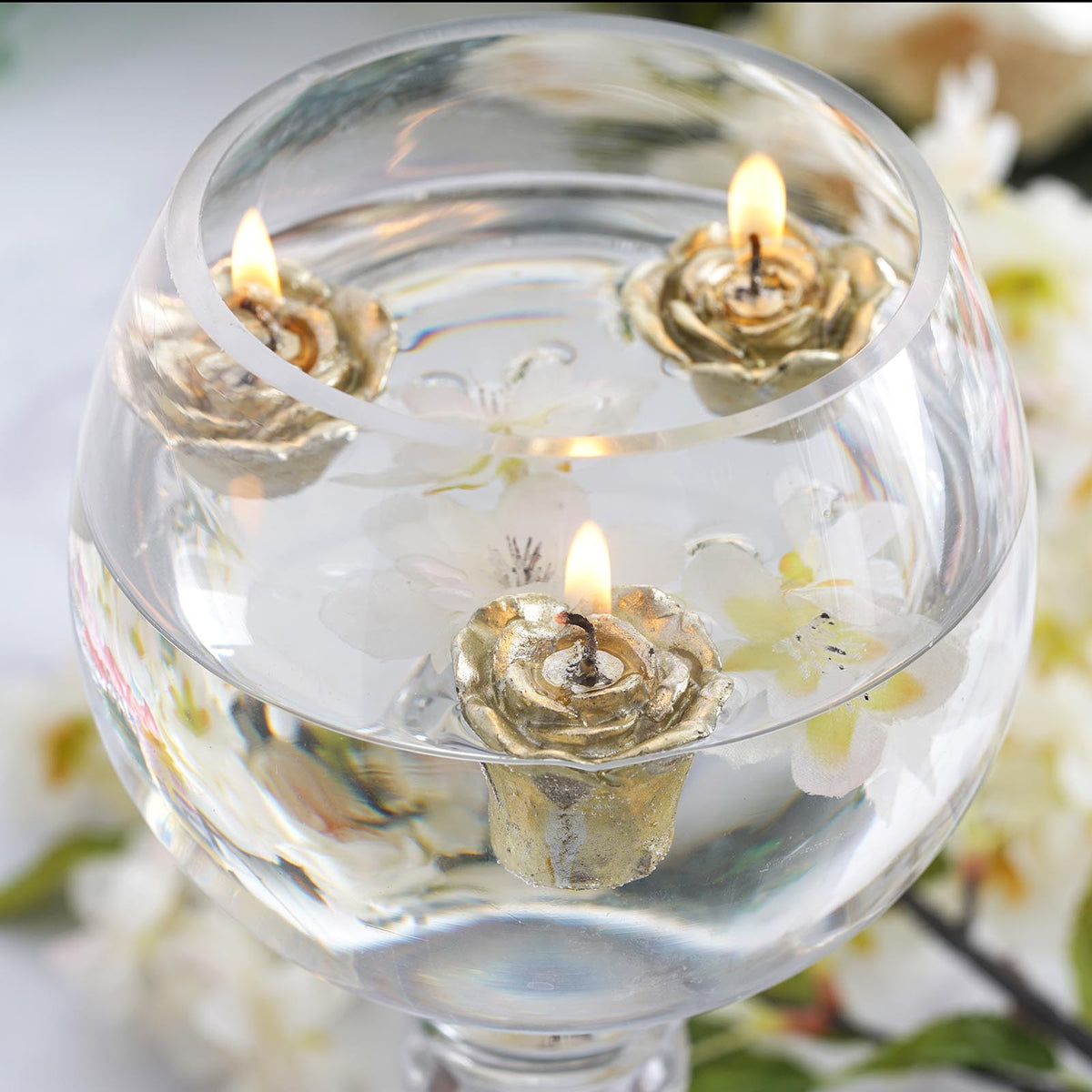 Mini Rose Flower Floating Candles Vase Fillers | eHomemart