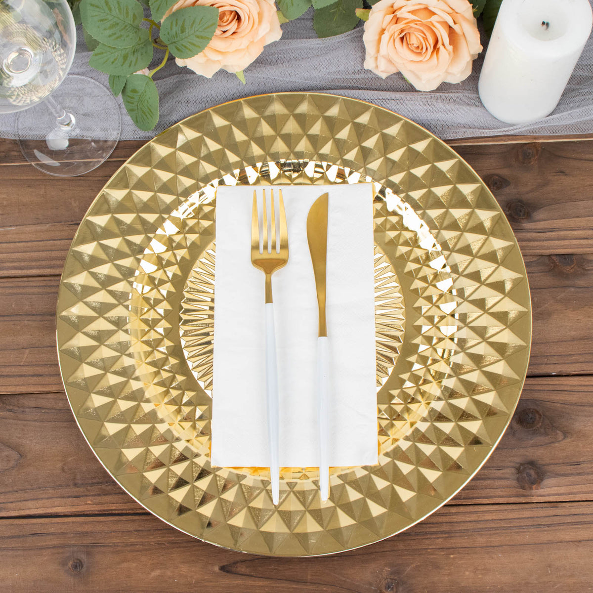 Sparkling Diamond Disposable Dinner Serving Plates | eHomemart