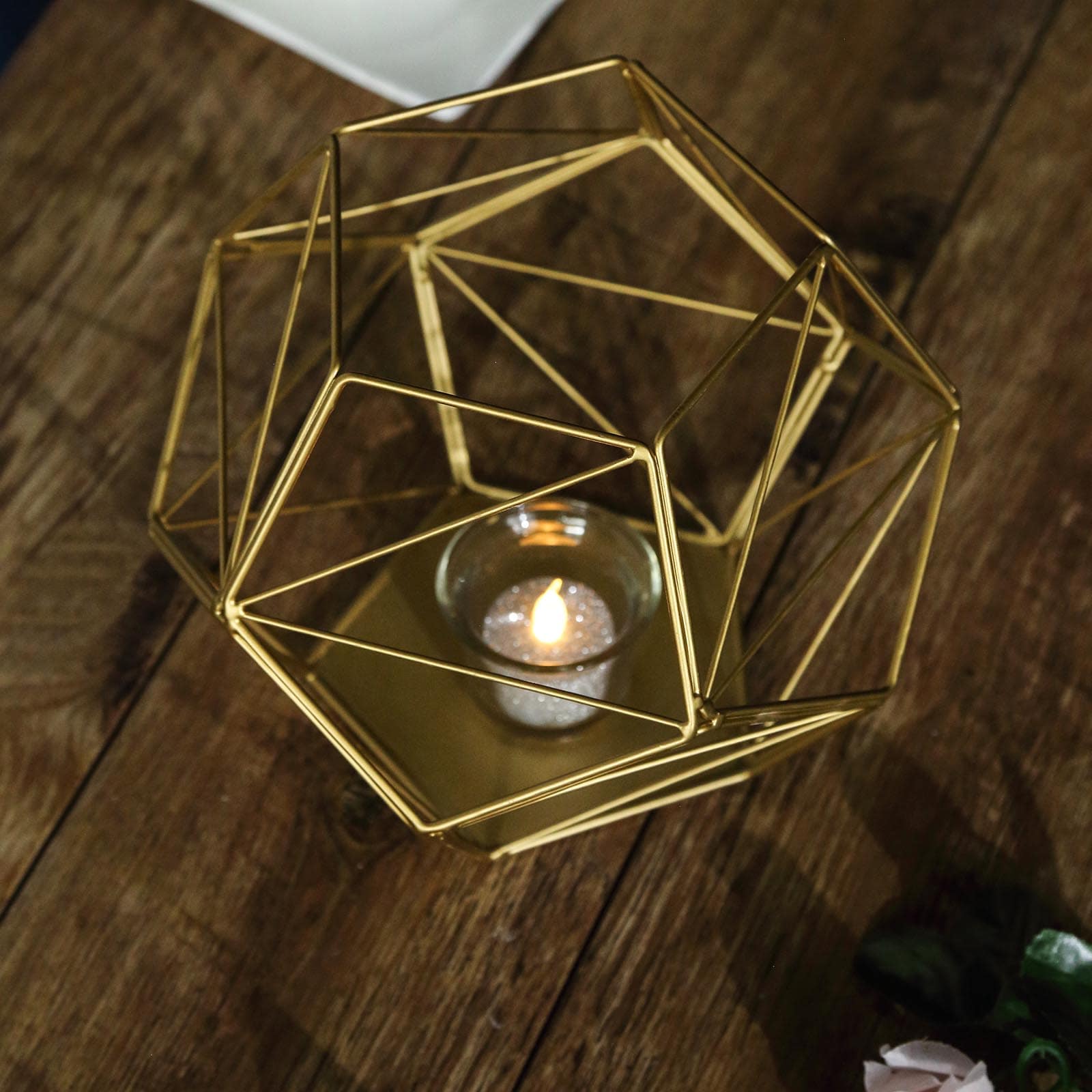 Metal Pentagon Prism Tealight Candle Holder Frame – eHomemart