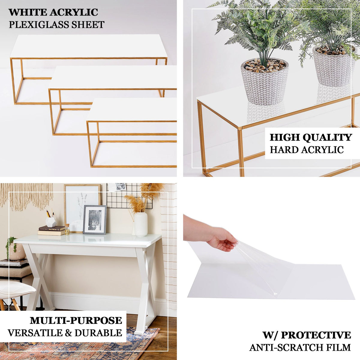 White Plexiglass Sheets With Protective Film - 3mm Thick – eHomemart