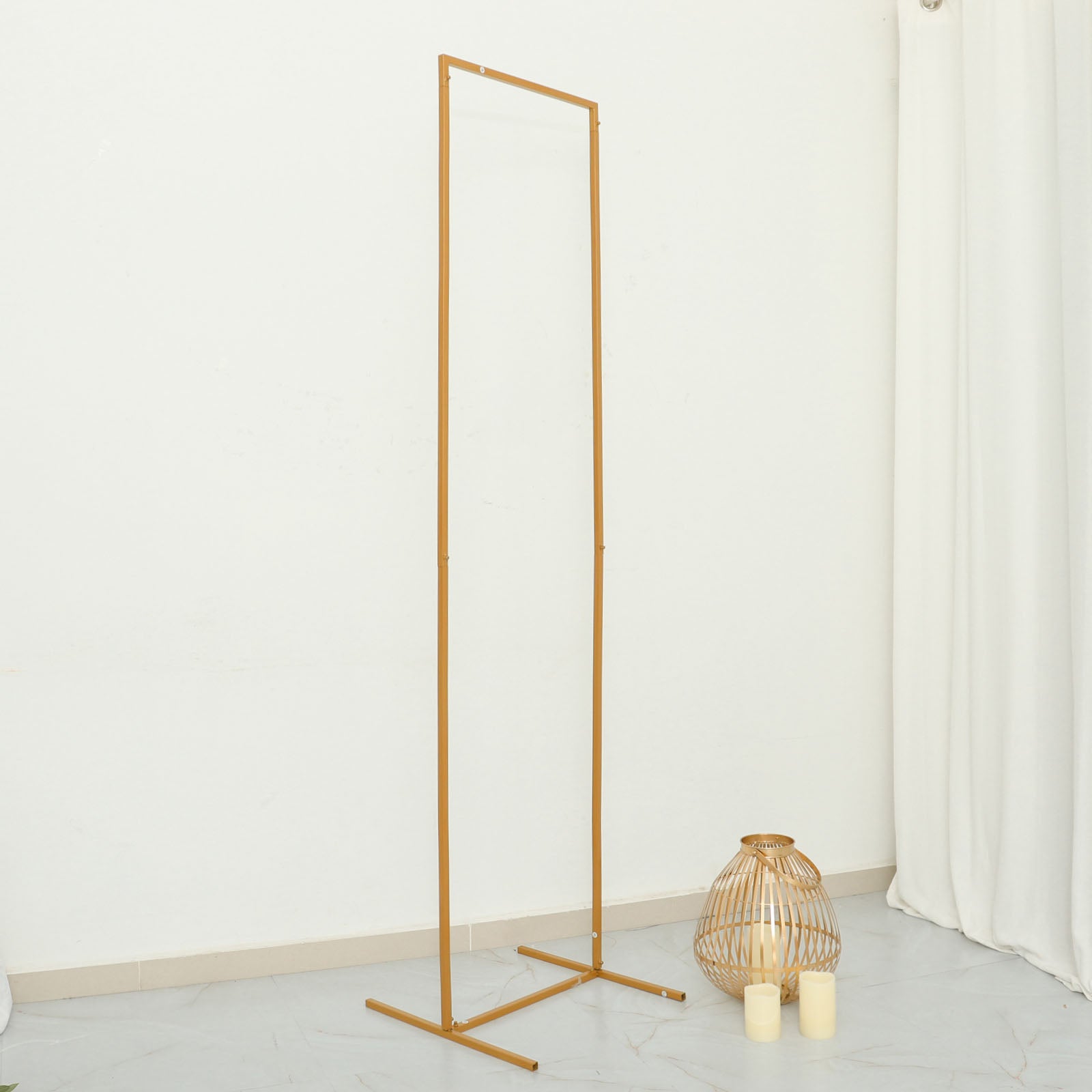 Slim Gold Metal Frame Arch Backdrop Stand, Floral Display Frame 6.5ft ...