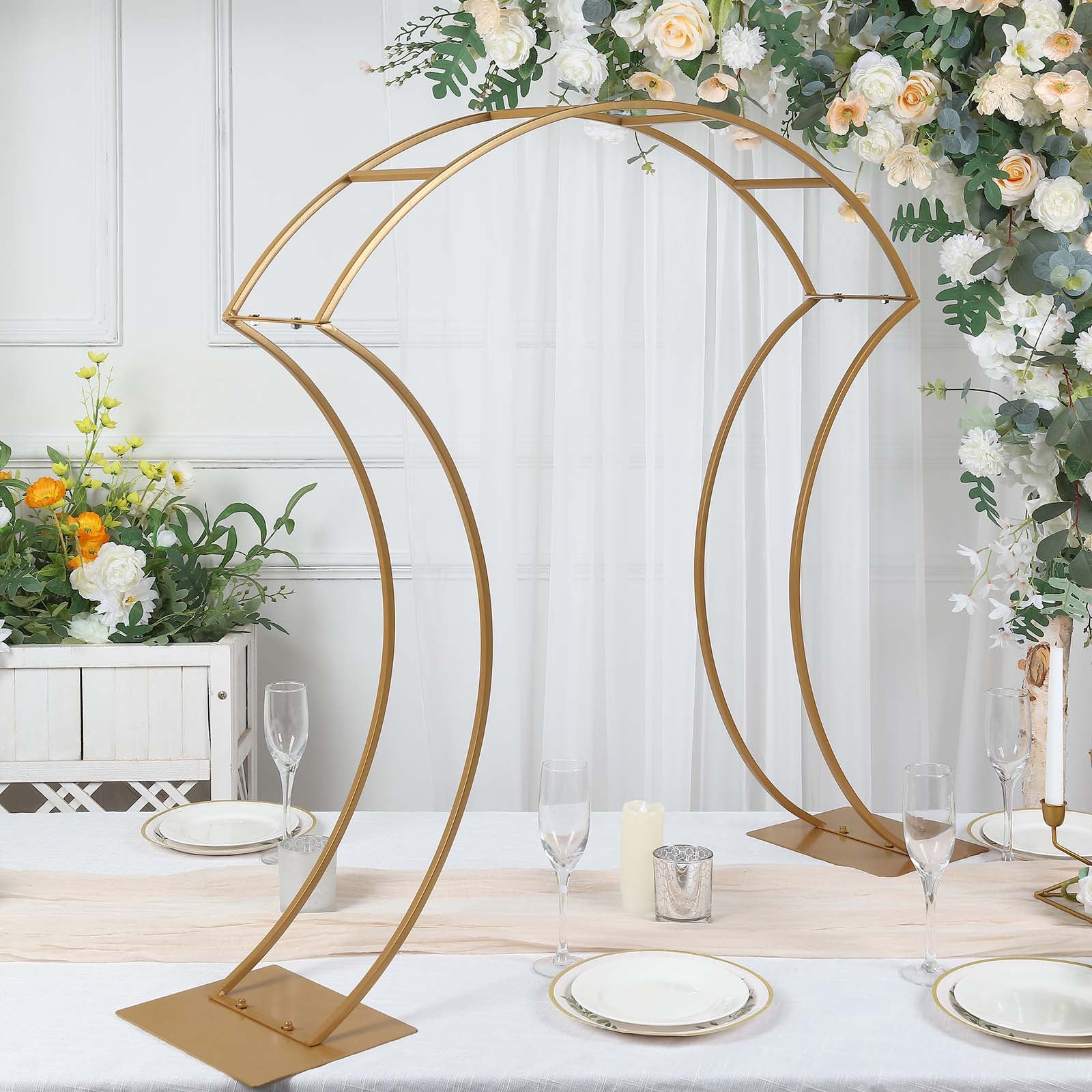 Gold Metal Floral Arch Frame Table Centerpiece | eHomemart